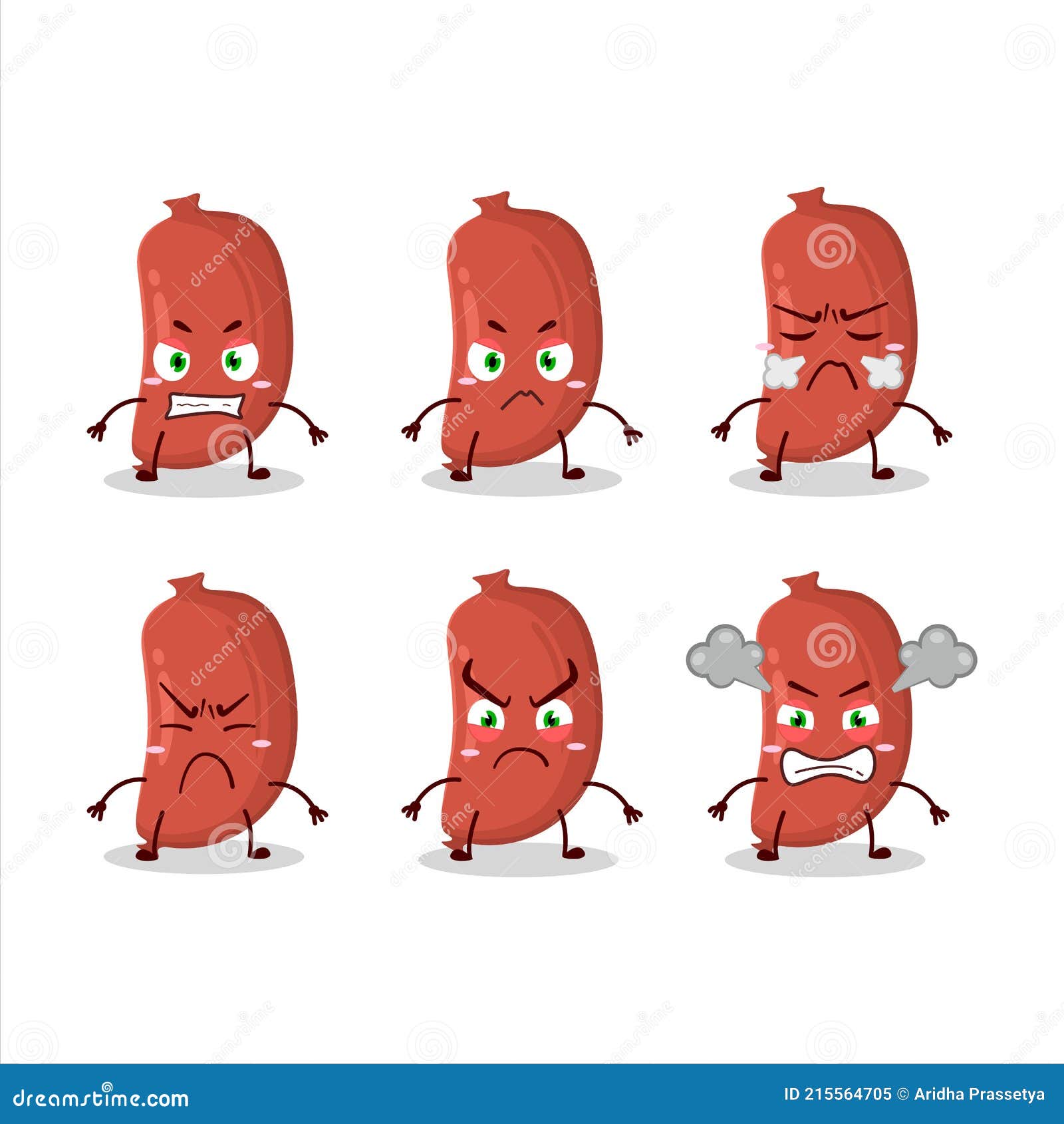 Sausage Cartoon Character with Various Angry Expressions Stock Vector ...