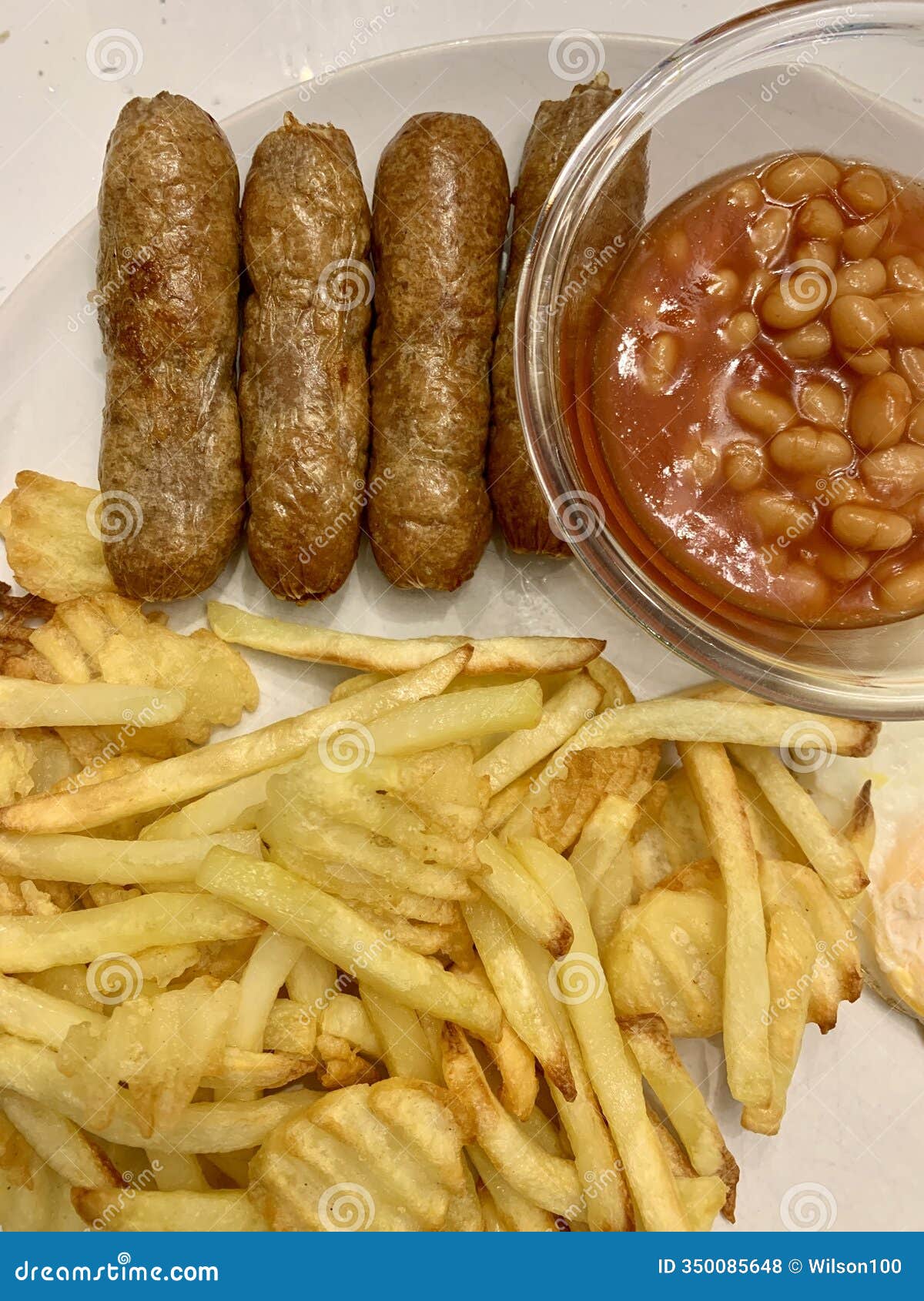 Sausage Chips and Beans stock photo. Image of english - 350085648