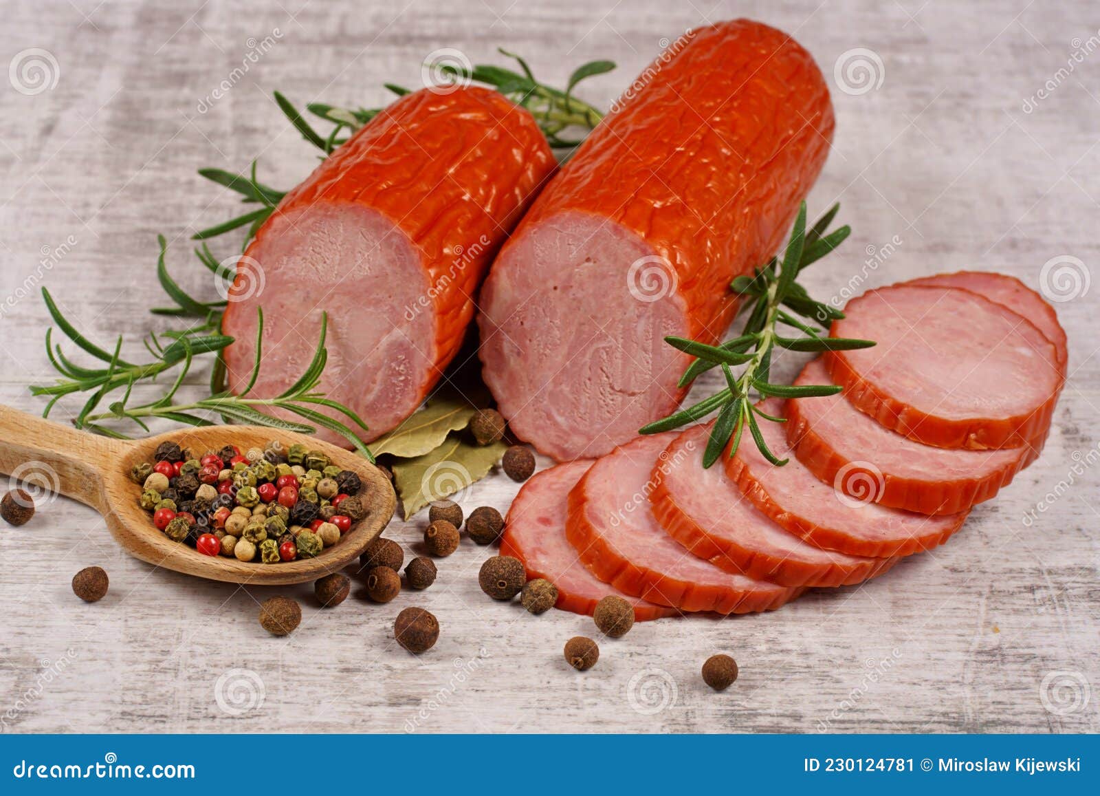 Sausage, Cold Cuts, and a Composition with Spices Stock Image - Image ...