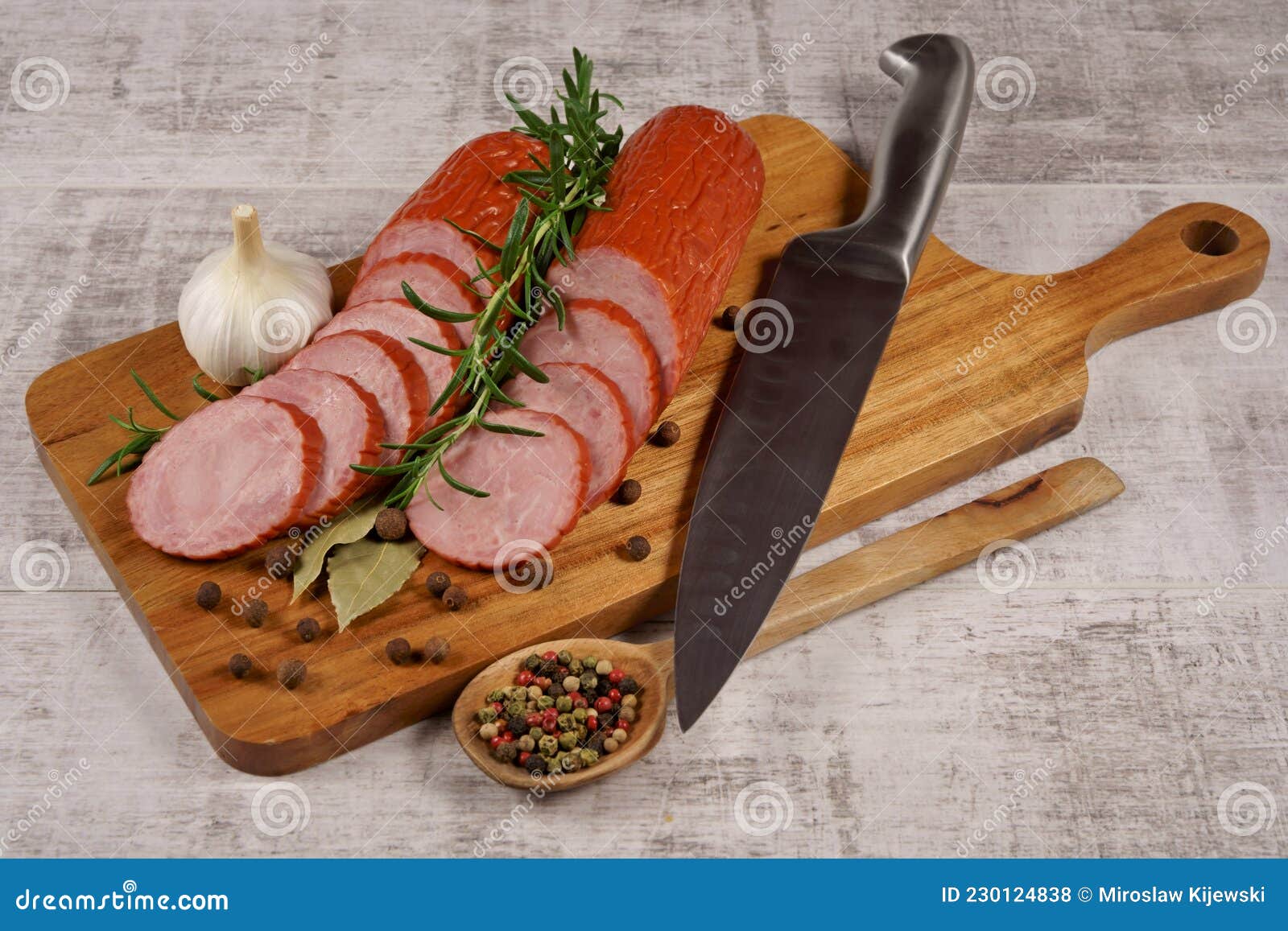 Sausage, Cold Cuts, and a Composition with Spices Stock Photo - Image ...