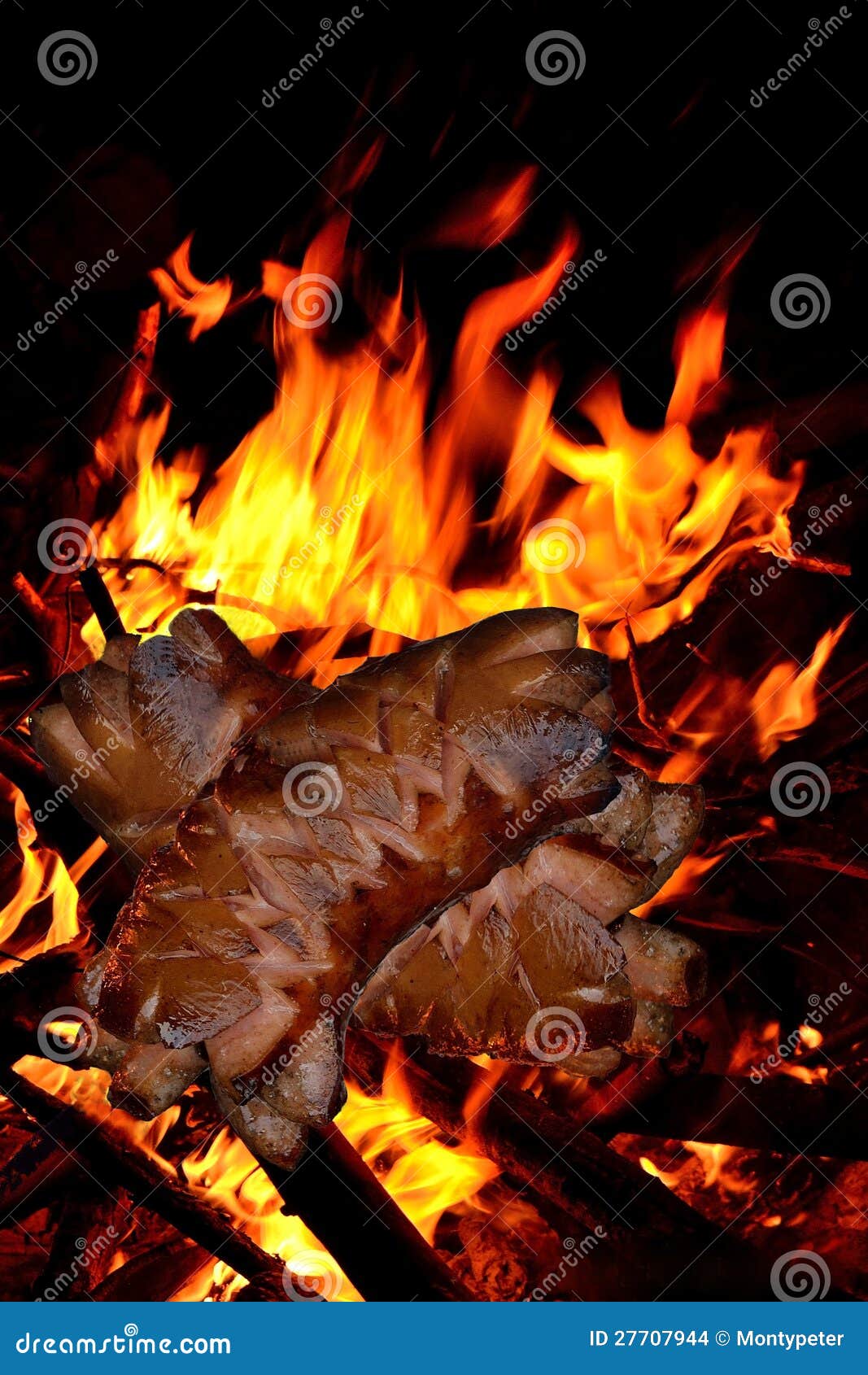 Sausage on fire stock photo. Image of beef, barbecue - 27707944