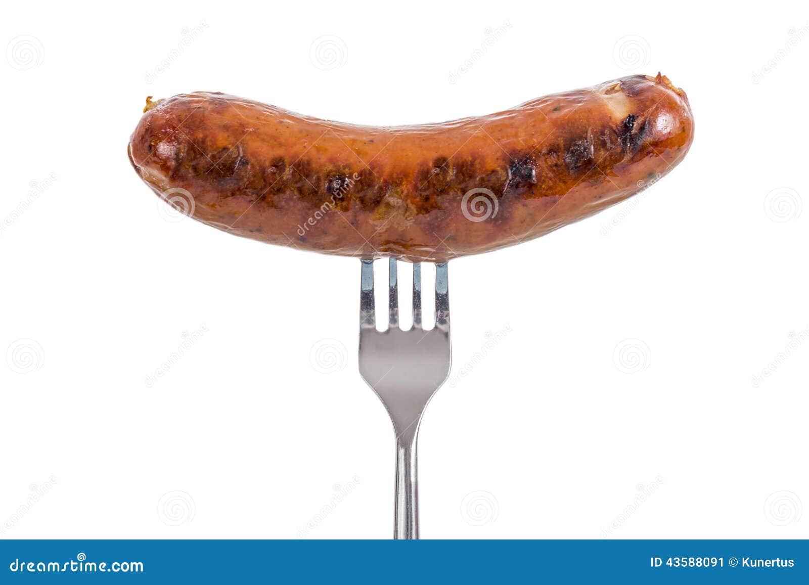 Sausage on a Fork stock image. Image of isolated, fork - 43588091
