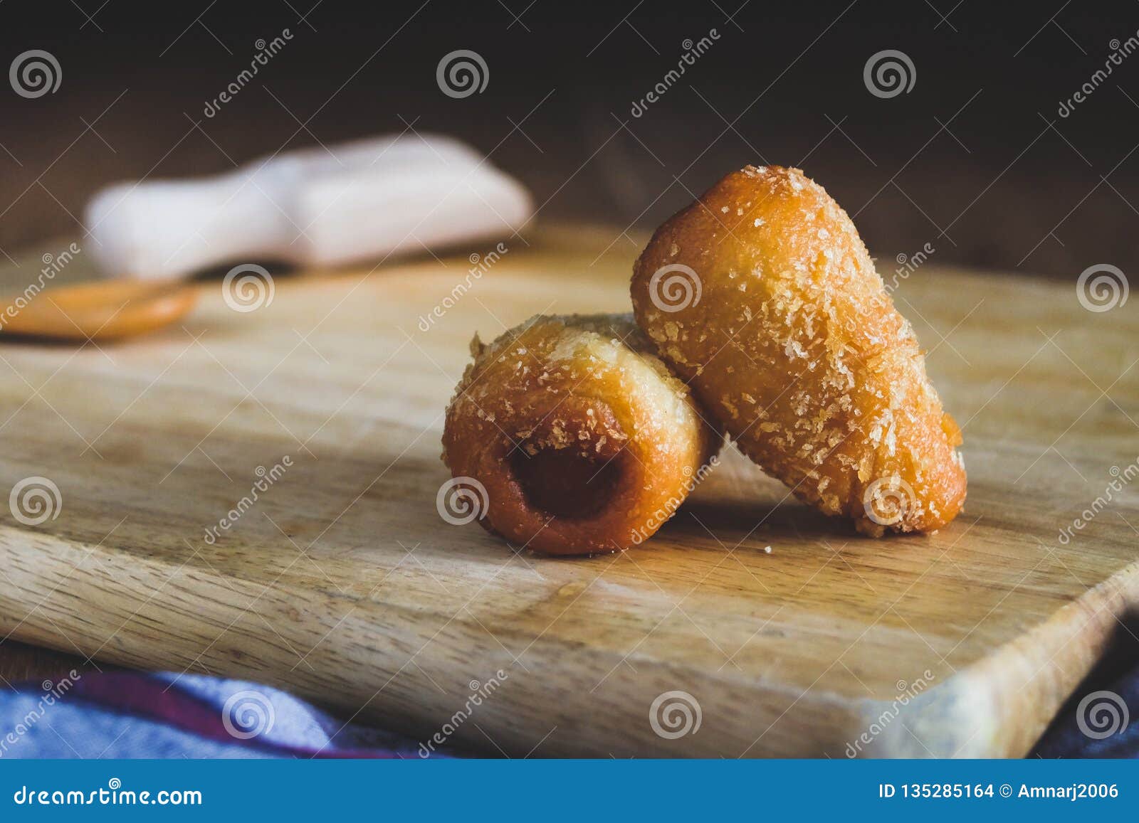 Sausage in Fried Bread Rolls Homemade Stock Photo - Image of stuffed ...