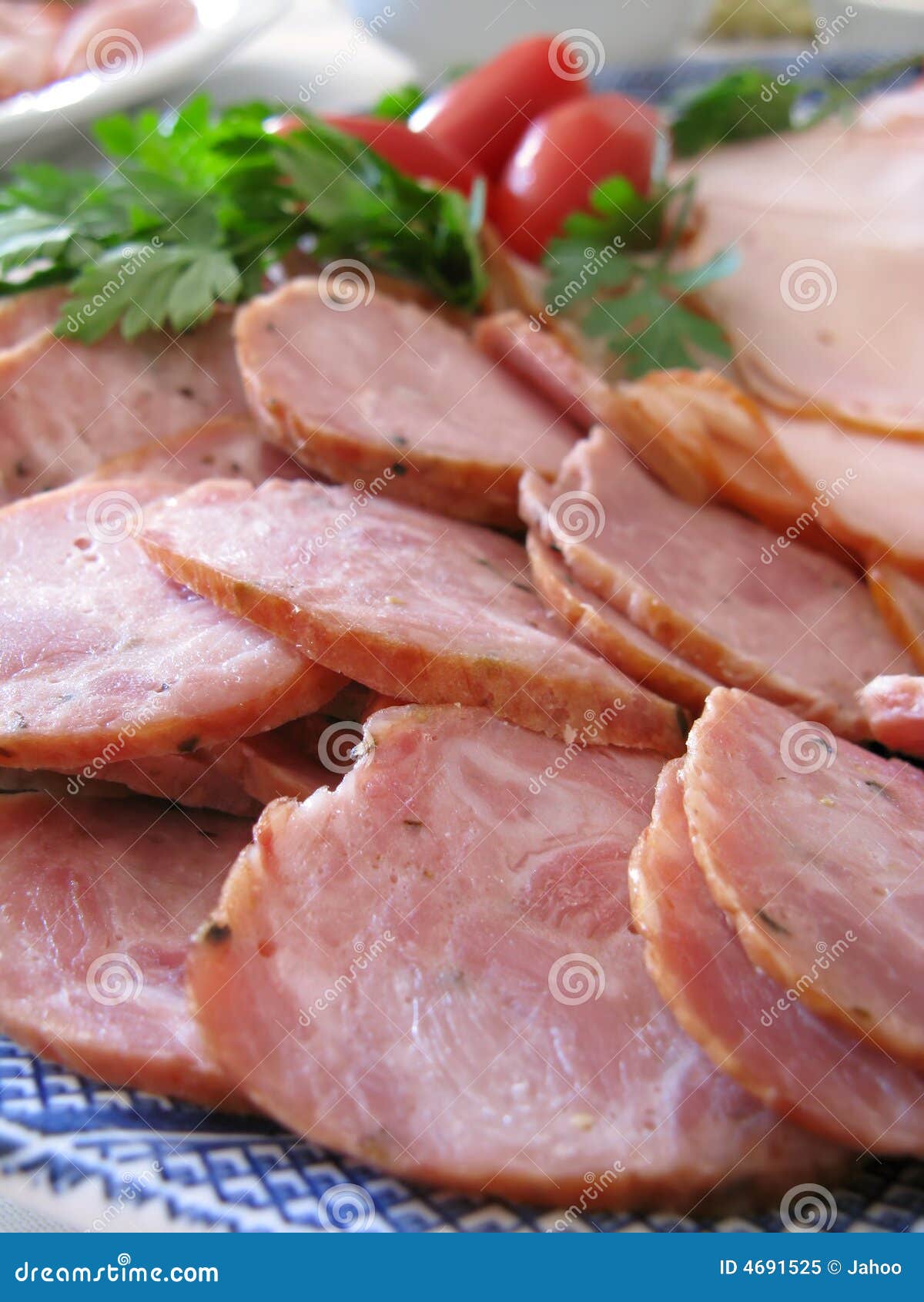 Sausage & ham platter stock image. Image of sausage - 4691525