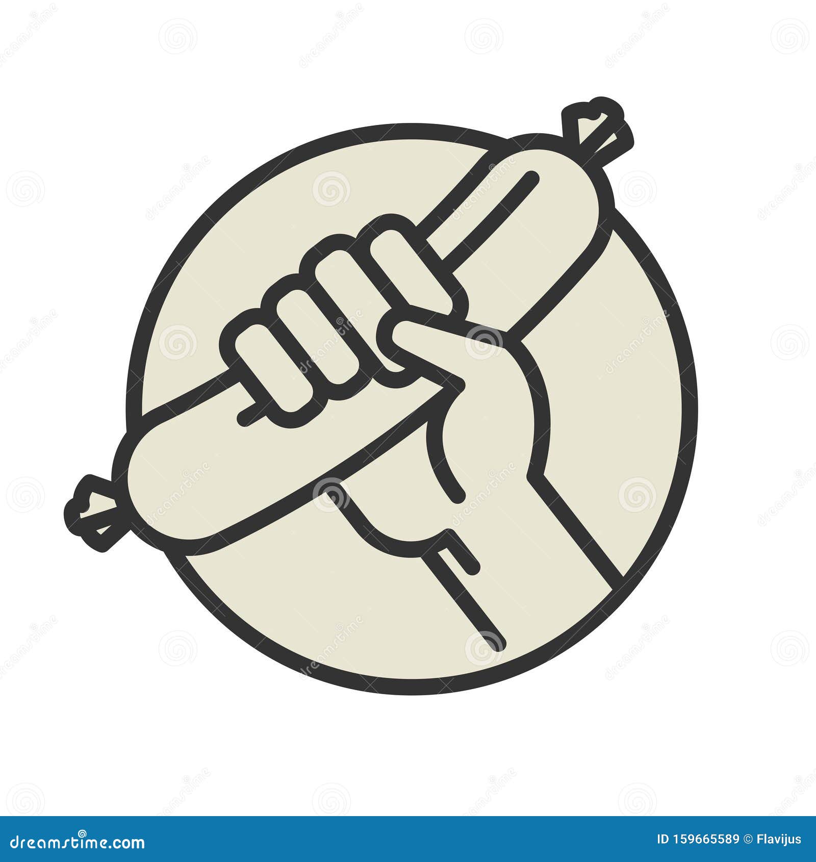 Sausage in Hand Icon or Symbol Isolated Stock Vector - Illustration of ...