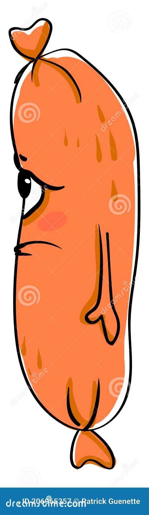 Sausage Long and Sad, Illustration, Vector Stock Vector - Illustration ...