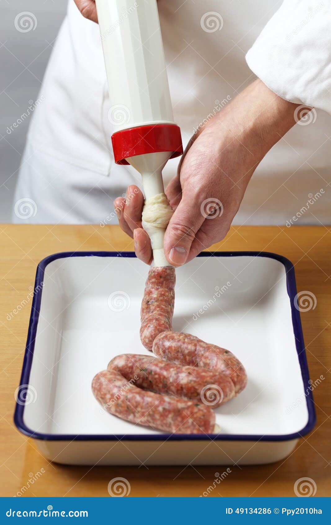 Sausage making stock photo. Image of gourmet, filling - 49134286