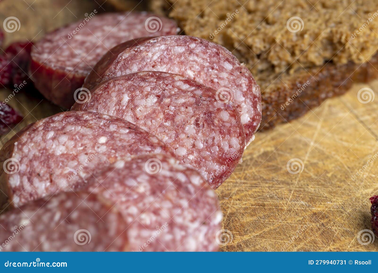 Sausage of Moose Meat Cut into Pieces Stock Image - Image of salted ...