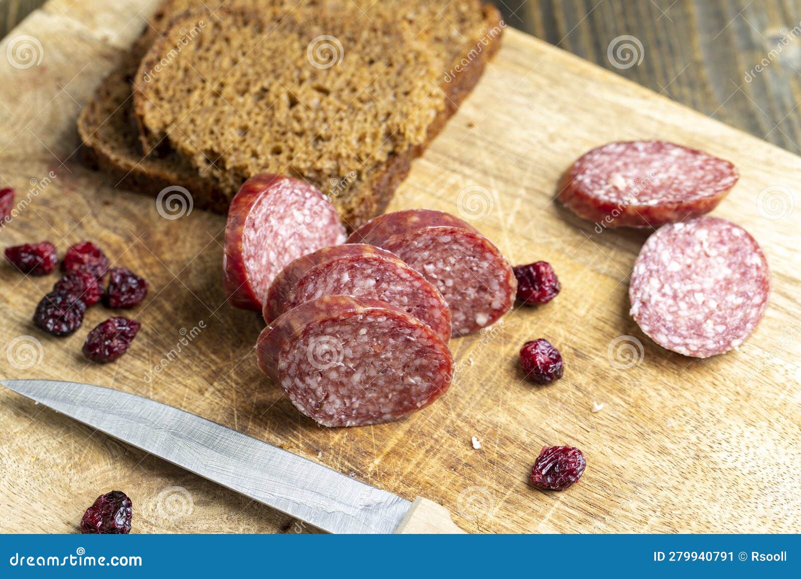 Sausage of Moose Meat Cut into Pieces Stock Image - Image of wood ...