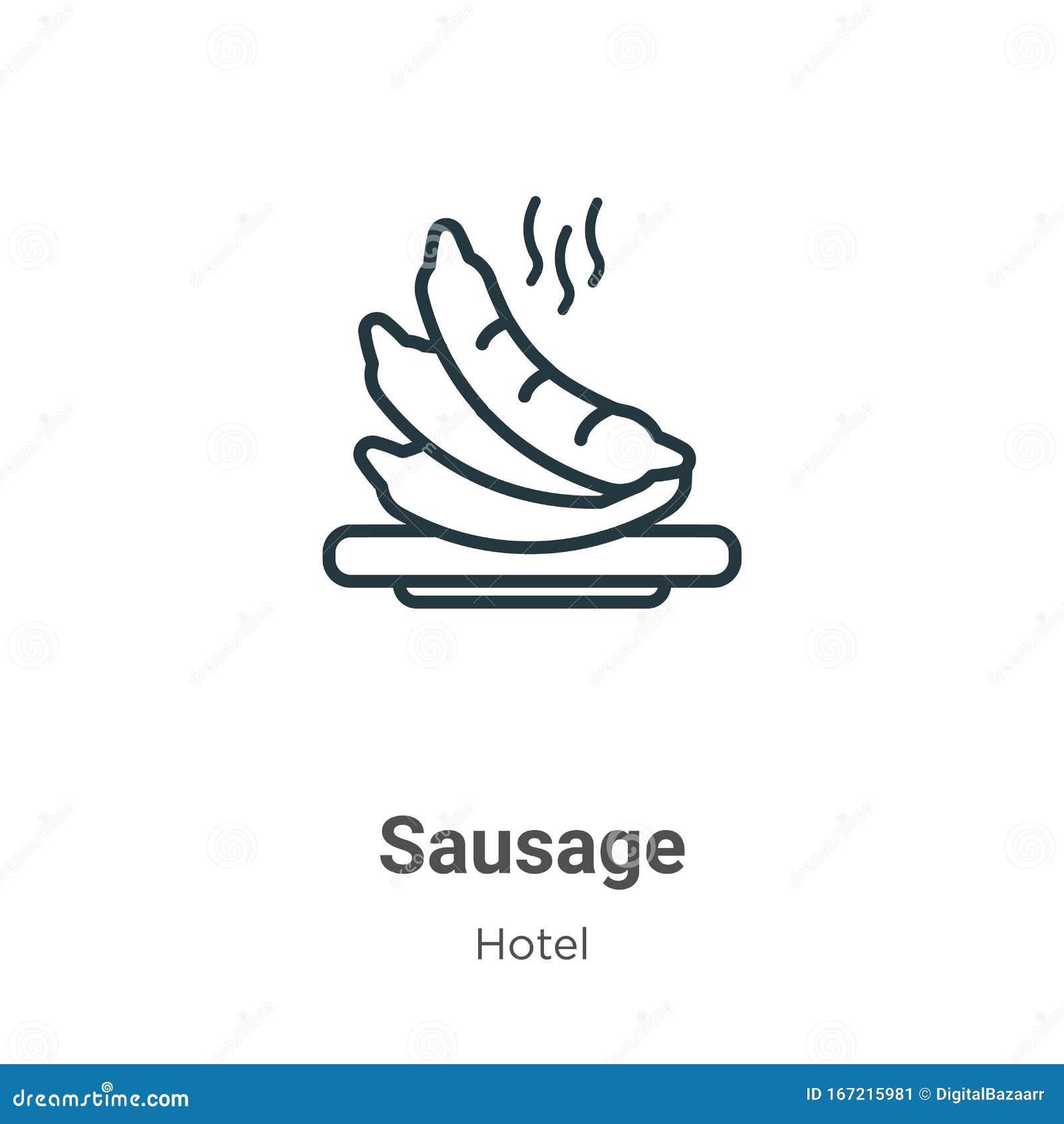 Sausage Outline Vector Icon. Thin Line Black Sausage Icon, Flat Vector ...