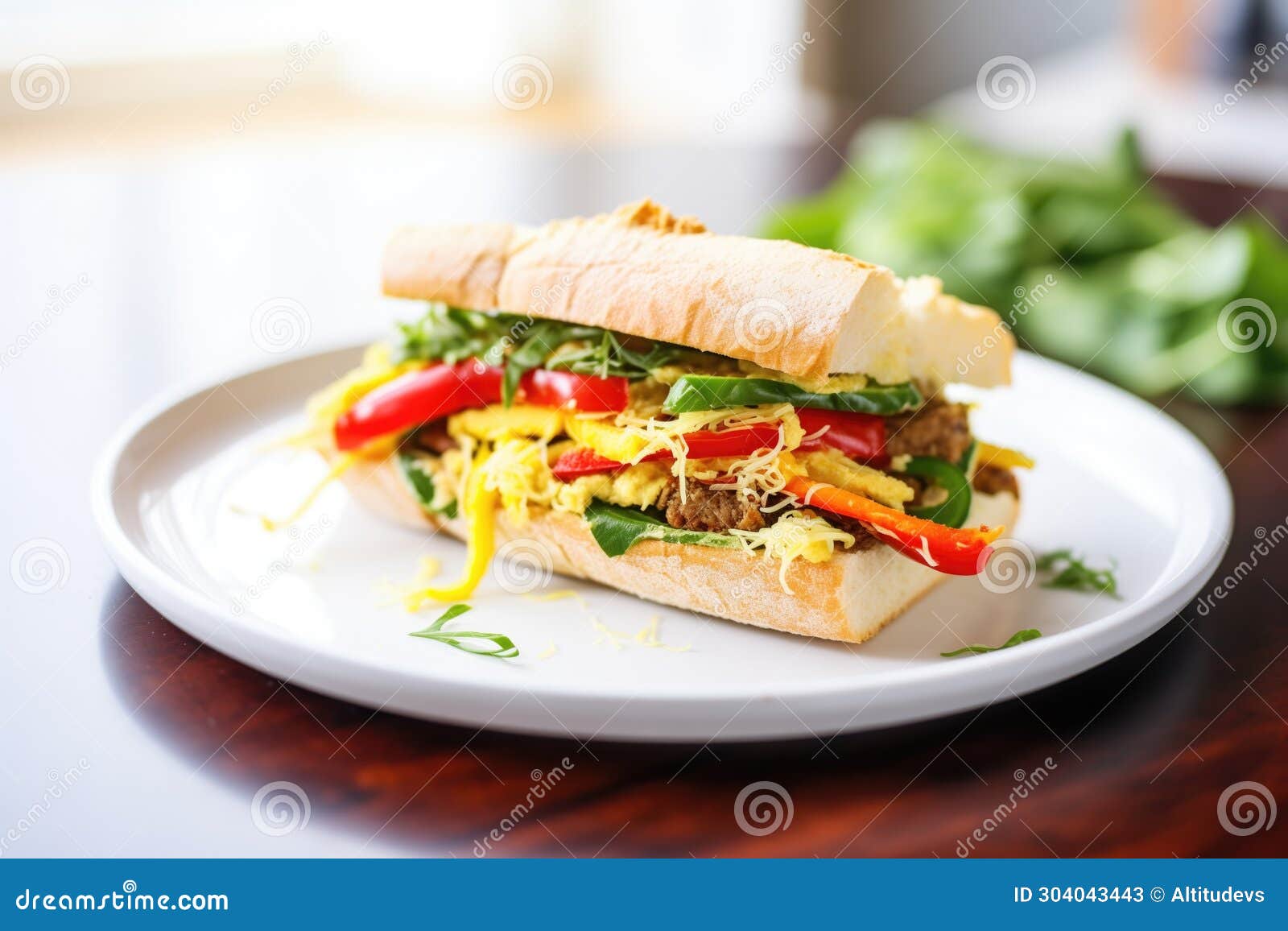 Sausage and Pepper Sub Sandwich on a White Plate Stock Image - Image of ...
