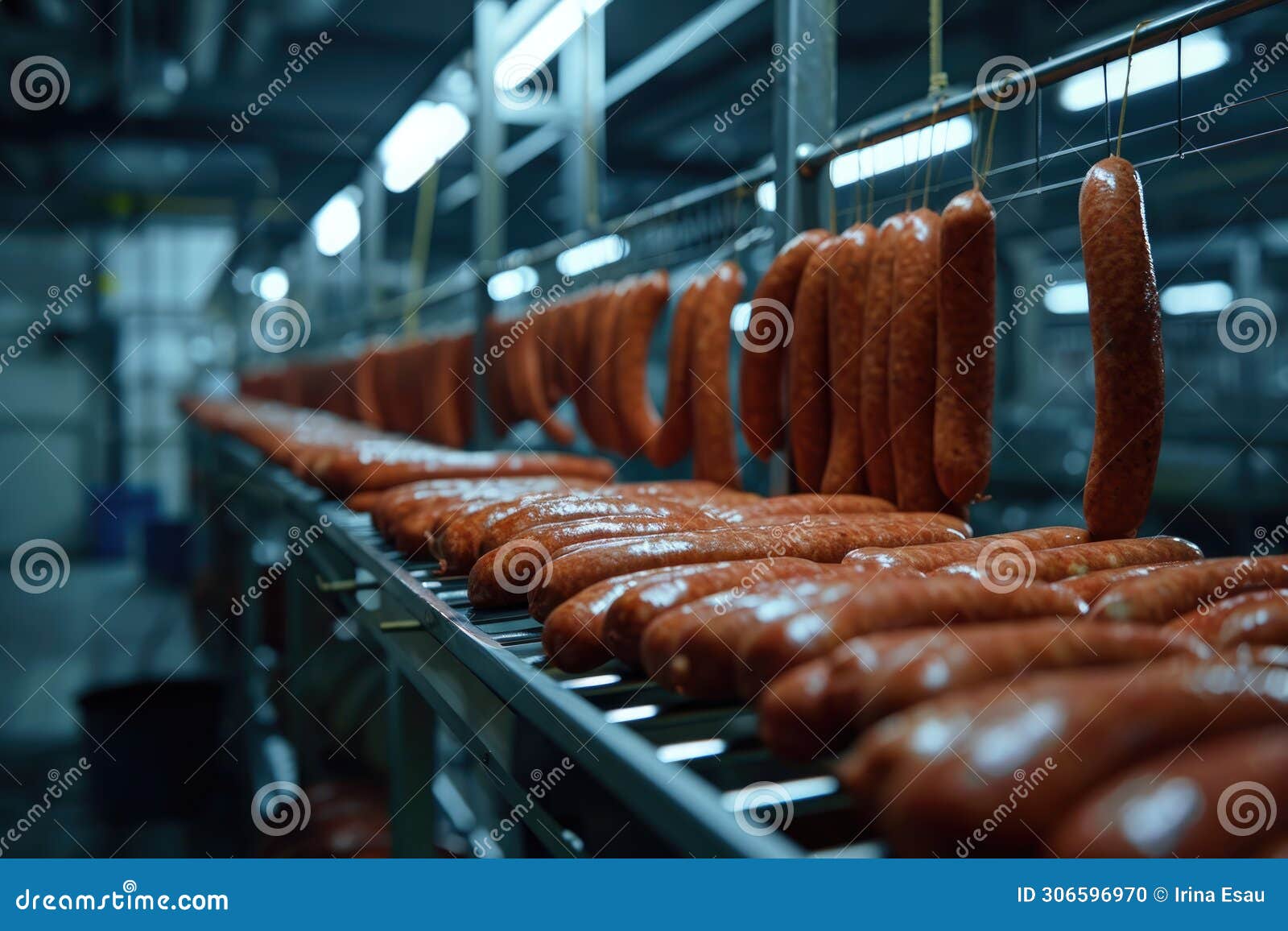 Sausage Preparation Process in a Meat Factory. Stock Photo - Image of ...