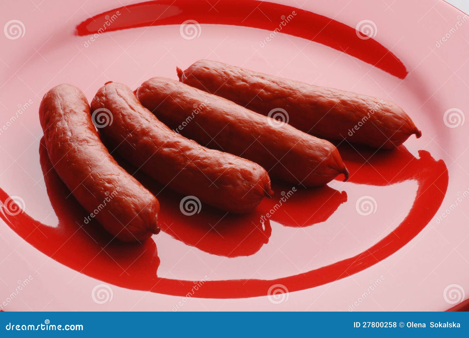 Sausage on red plate stock photo. Image of hungry, restaurant - 27800258