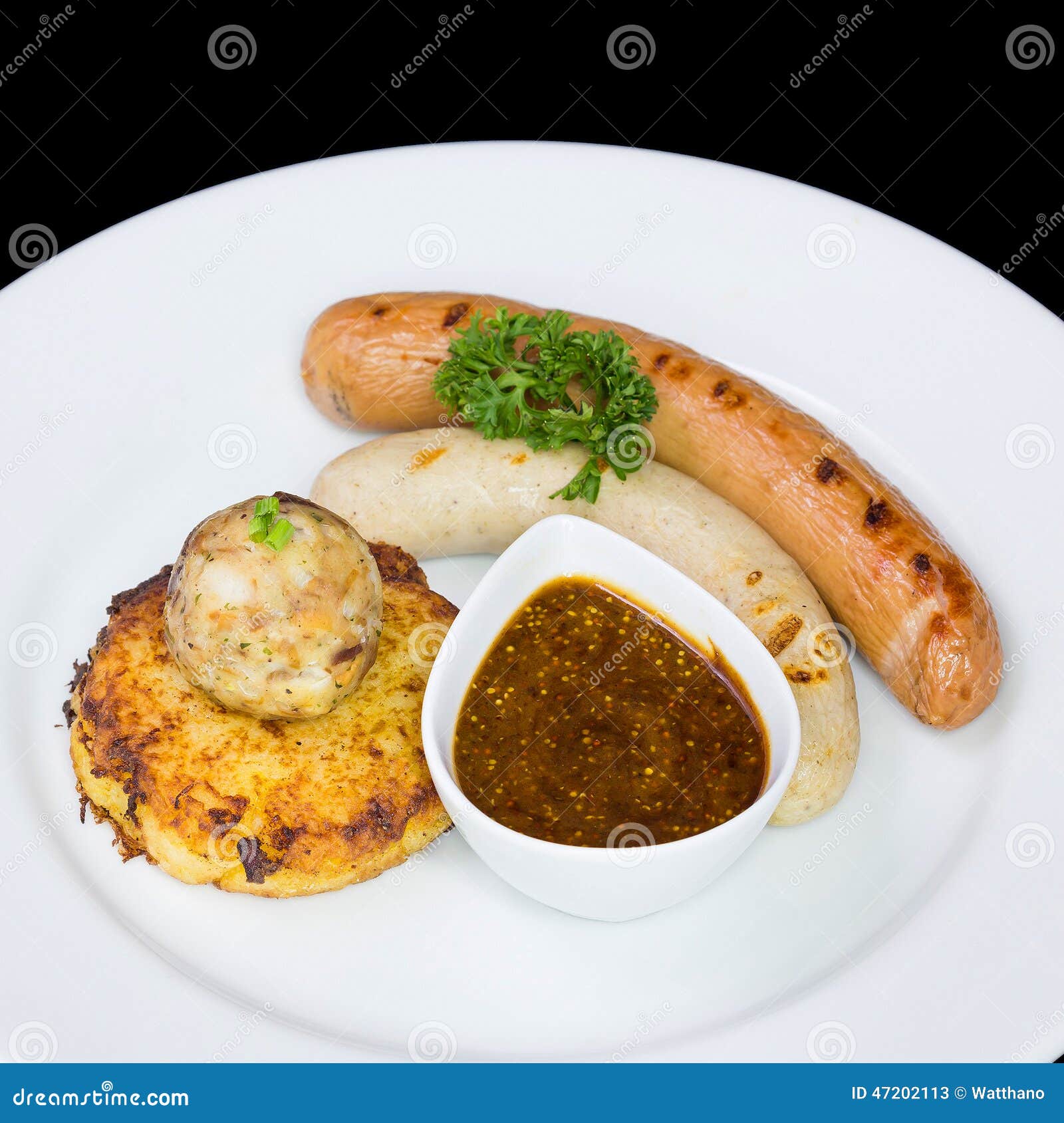 Sausage Roasted On A Plate Stock Photo | CartoonDealer.com #186278484