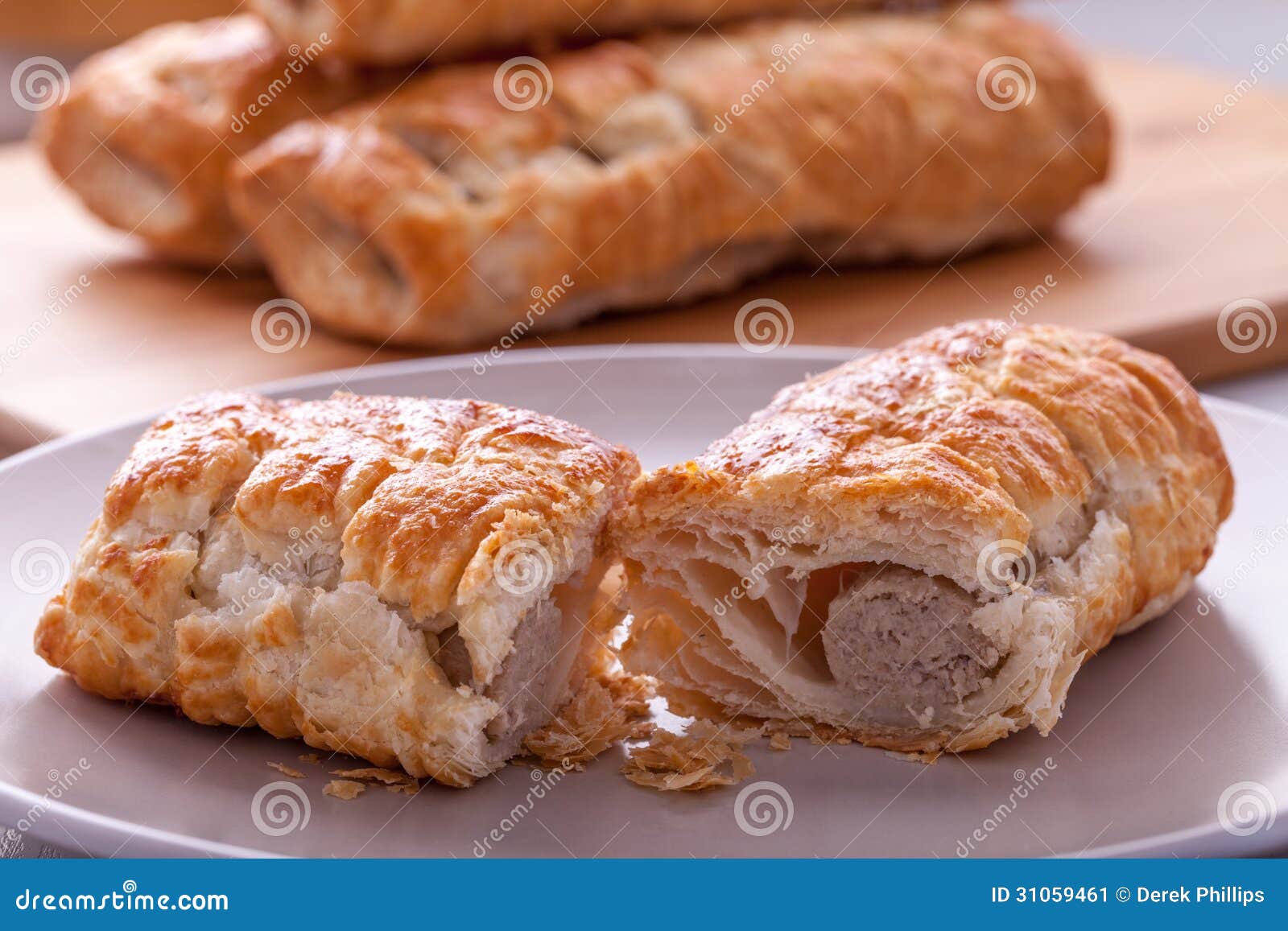 Sausage Roll on plate stock image. Image of bake, dinner - 31059461
