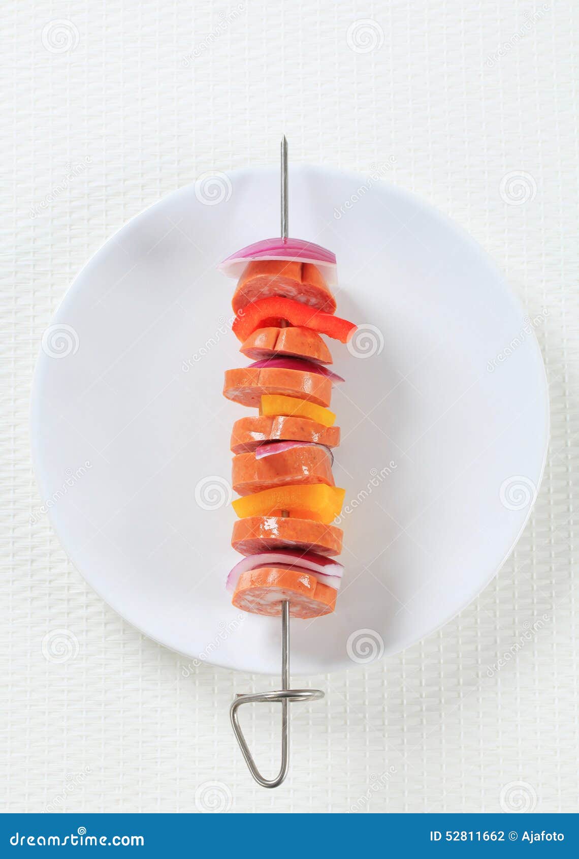 Sausage skewer stock photo. Image of plate, pepper, food - 52811662