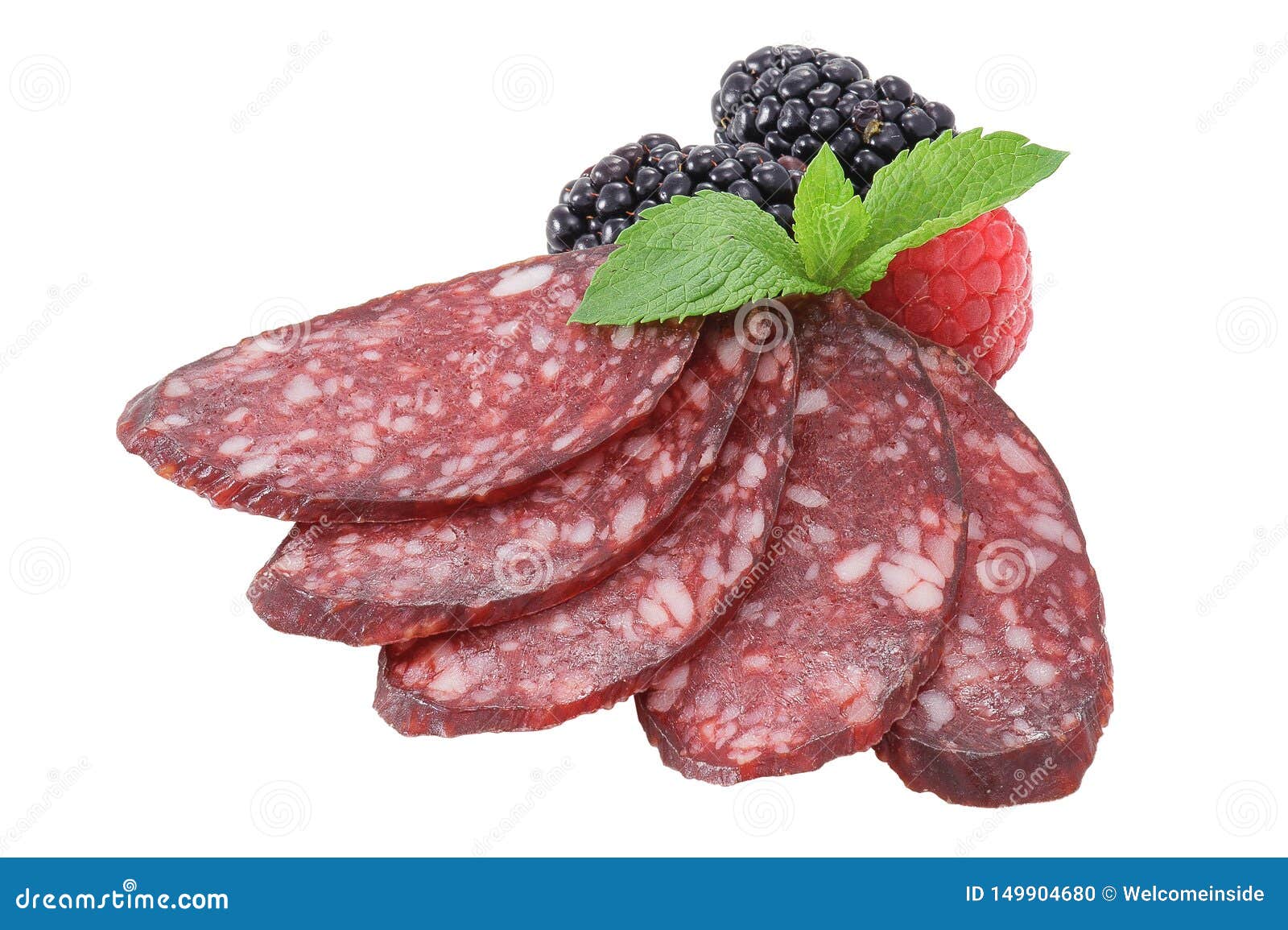 Semi Smoked Sausages Slice Isolated On White Backdrop. Semi Smoked ...