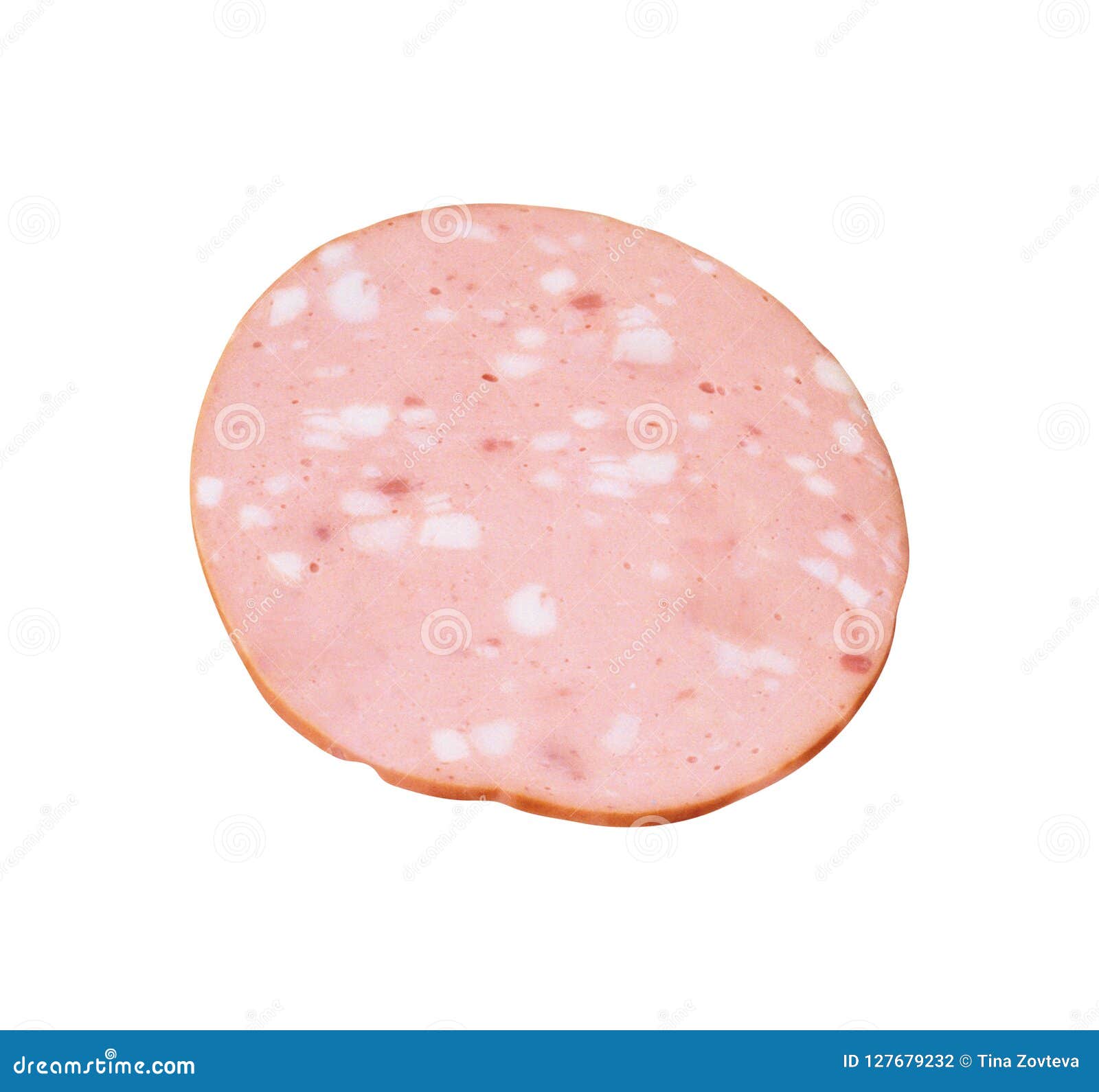 Sausage Slice Isolated on White Stock Photo - Image of food, overhead ...