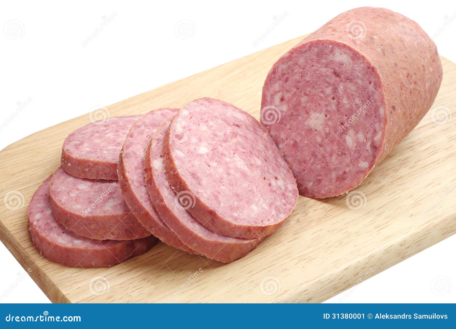 Sausage sliced stock image. Image of salami, food, white - 31380001