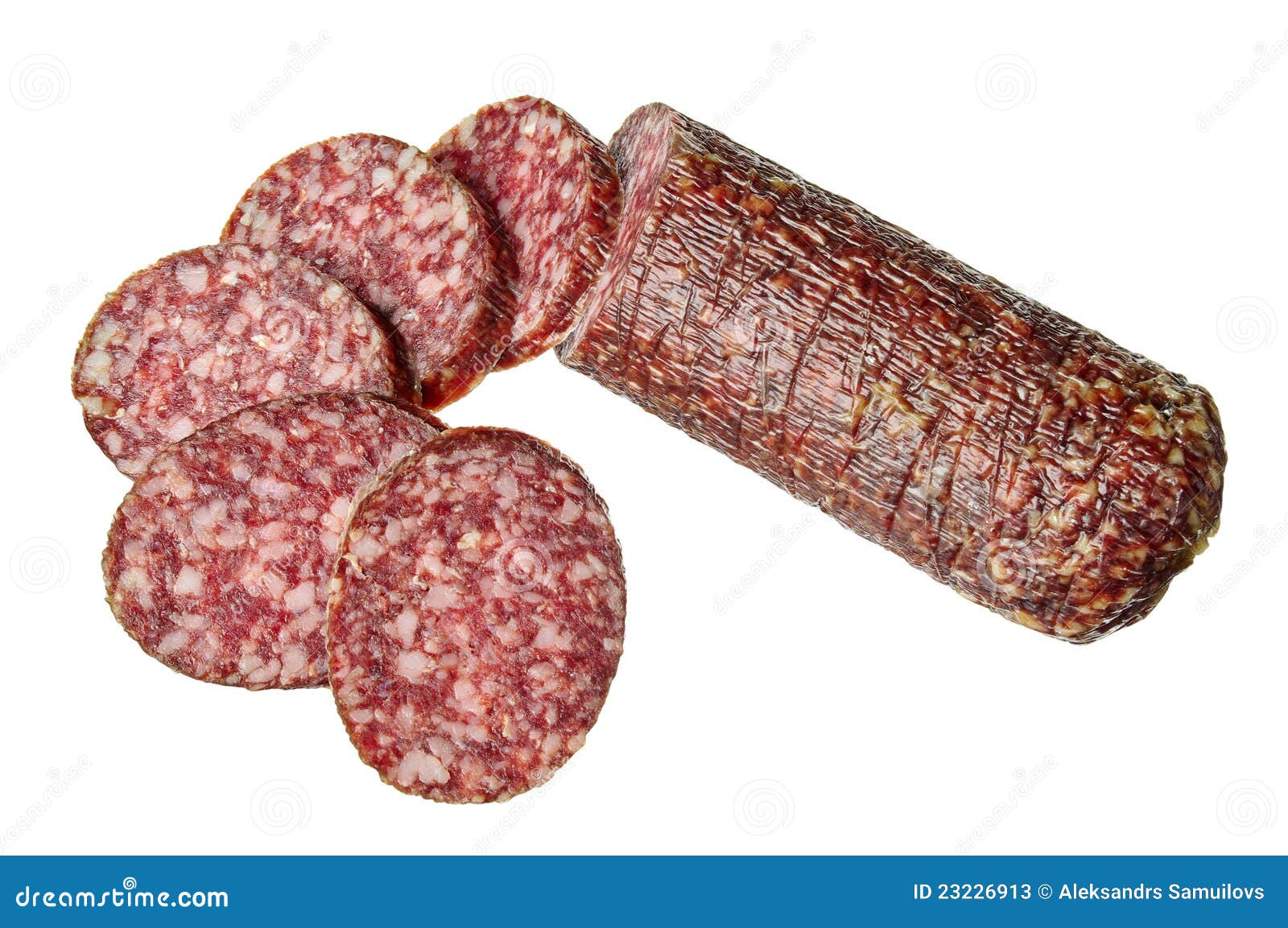Sausage with slices stock image. Image of isolated, meat - 23226913