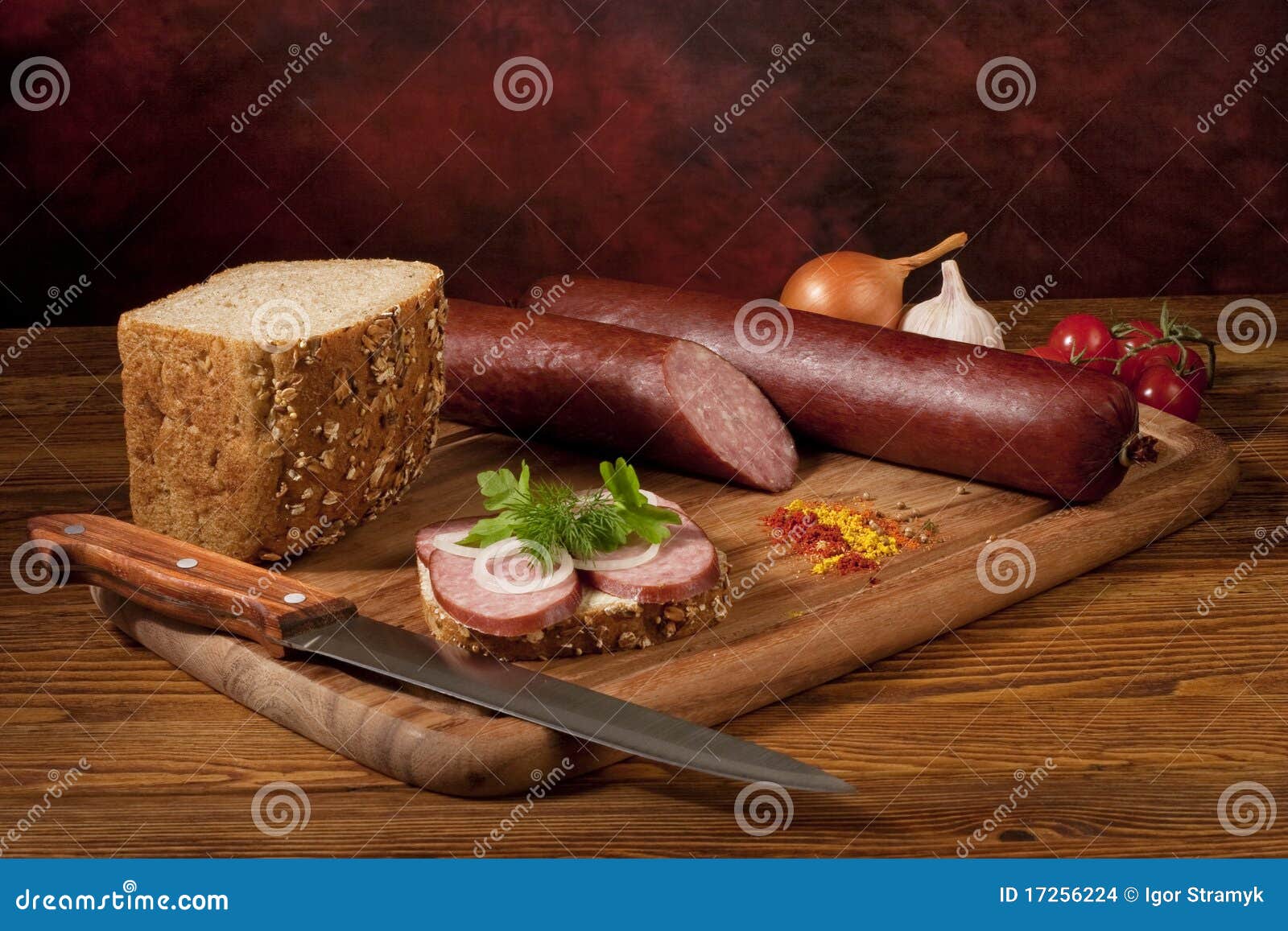 Sausage on the table stock photo. Image of tomatoes, gravy - 17256224