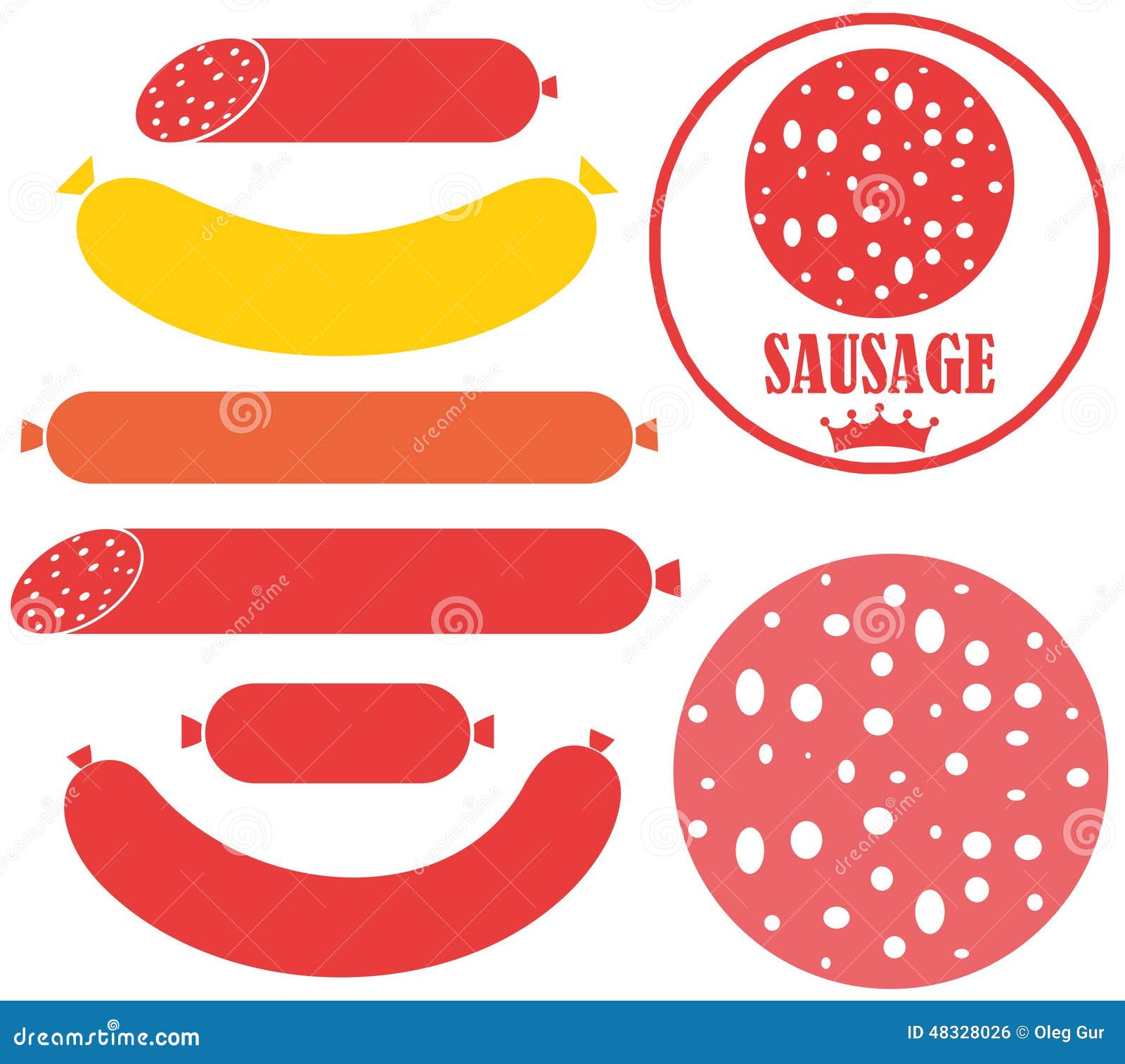Sausage stock vector. Illustration of pork, ribbon, delicatessen - 48328026