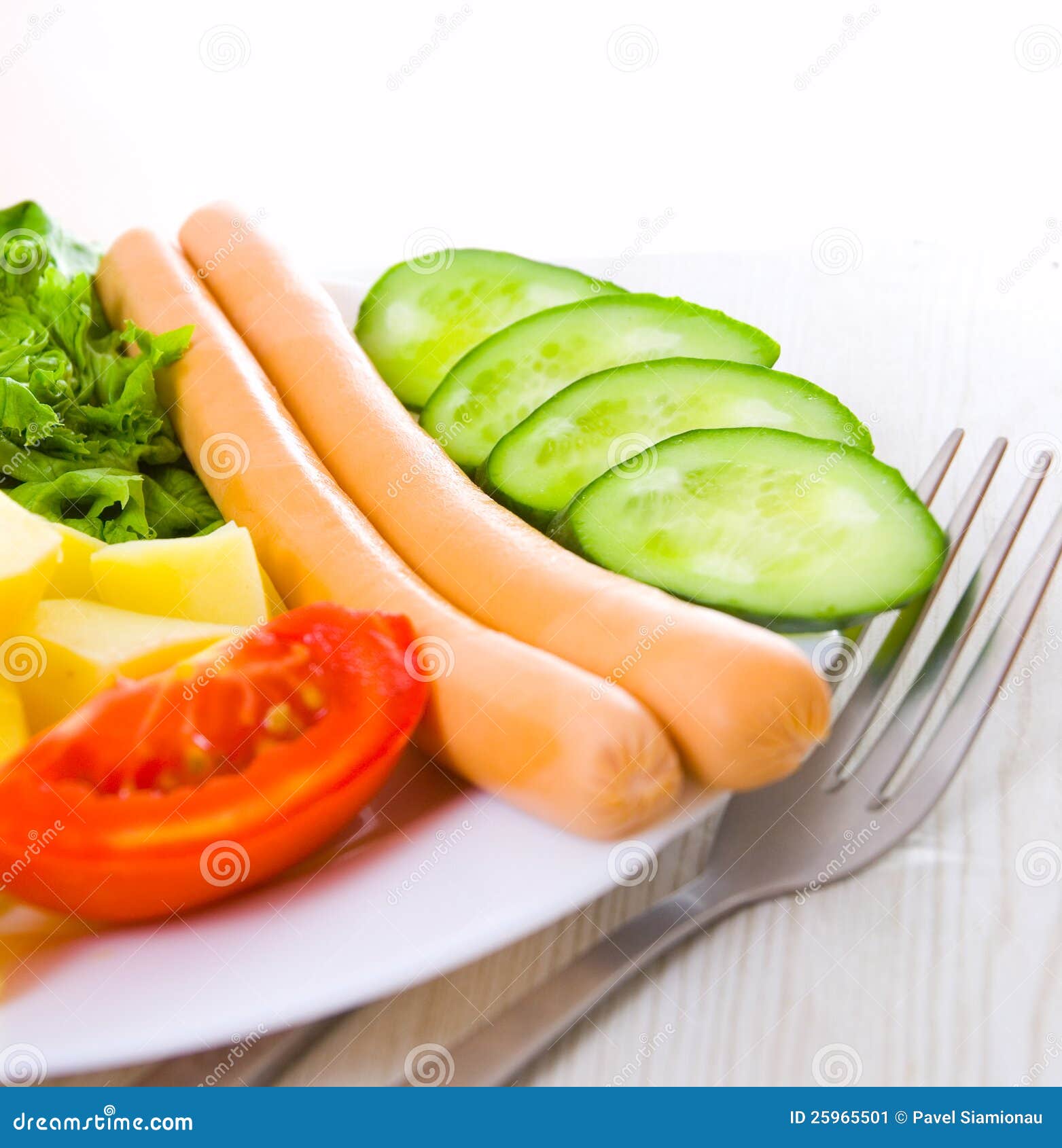 Sausage with vegetables stock image. Image of business - 25965501
