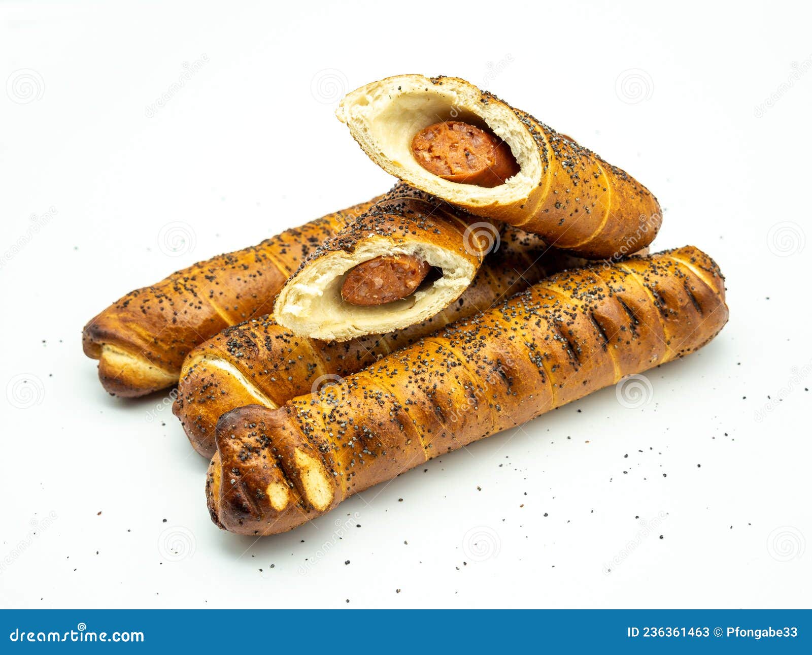 Sausage wrapped in dough stock image. Image of dough - 236361463