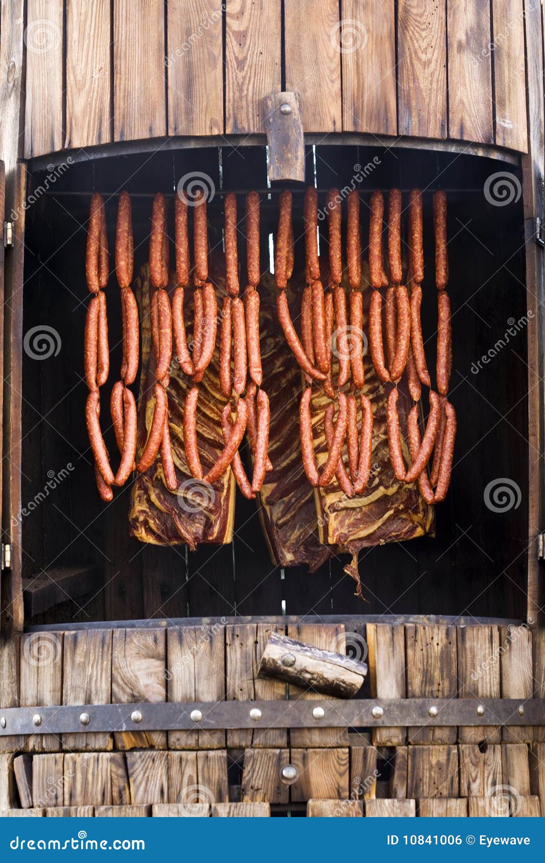 Sausages and Bacon in Traditional Smoker Stock Photo - Image of bacon ...