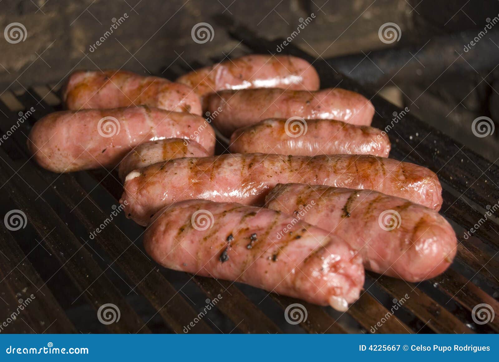 Sausages barbecue stock image. Image of fire, grilled - 4225667