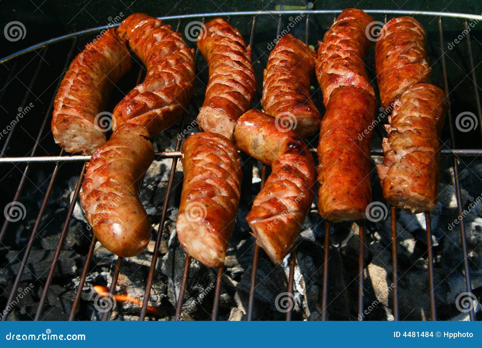 Sausages on a barbecue stock photo. Image of picnic, backyard - 4481484