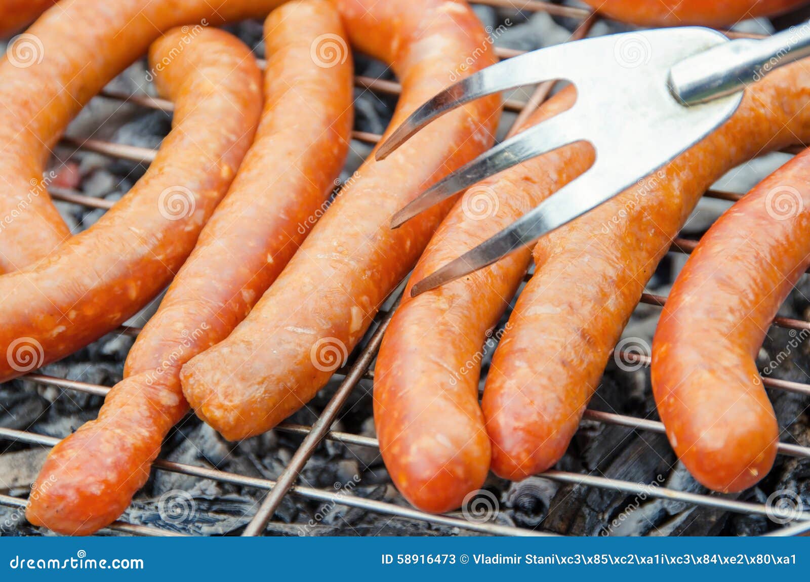 Sausages on the grill stock image. Image of party, beef - 58916473