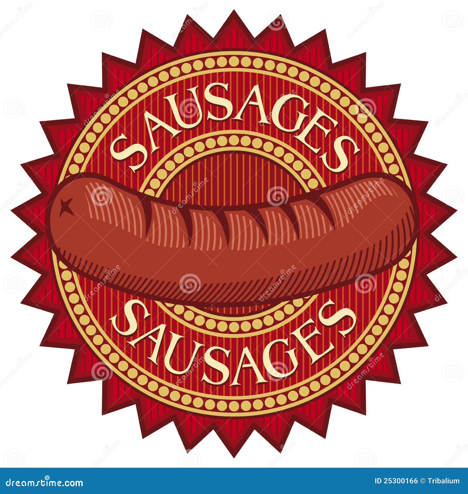 Sausages label stock illustration. Illustration of frankfurter - 25300166