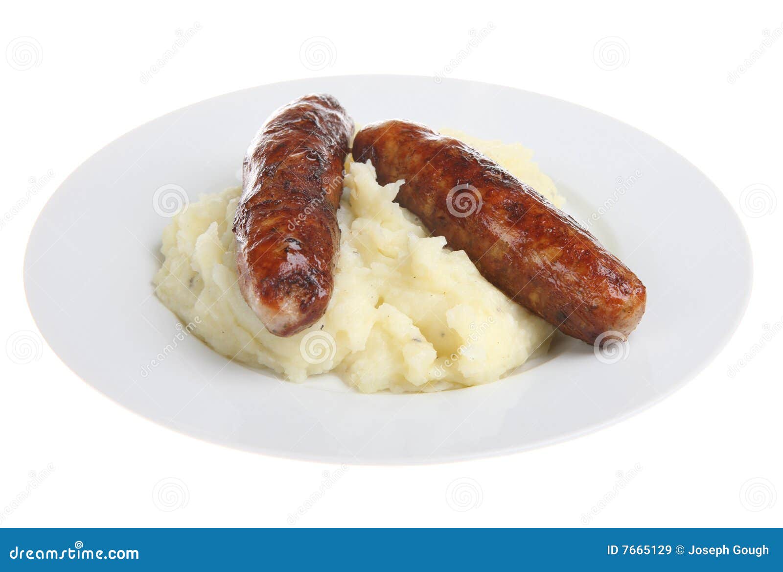 Sausages and Mash Isolated stock image. Image of meal - 7665129