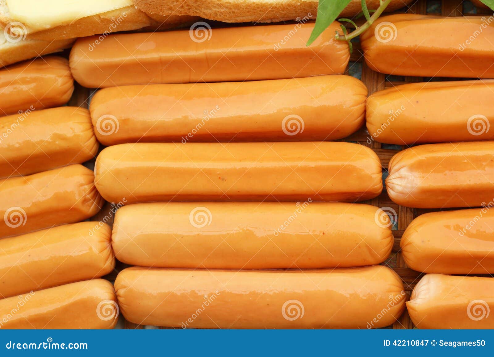 Sausages on the Wood Background Texture Stock Image - Image of fresh ...