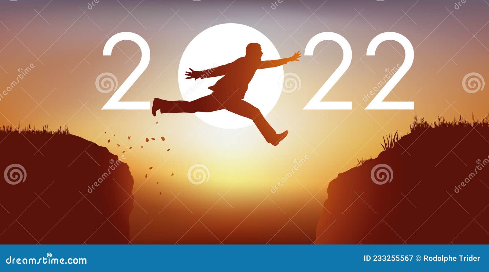 Greeting Card Showing a Man Jumping between Two Rocks To Pass in 2022 ...