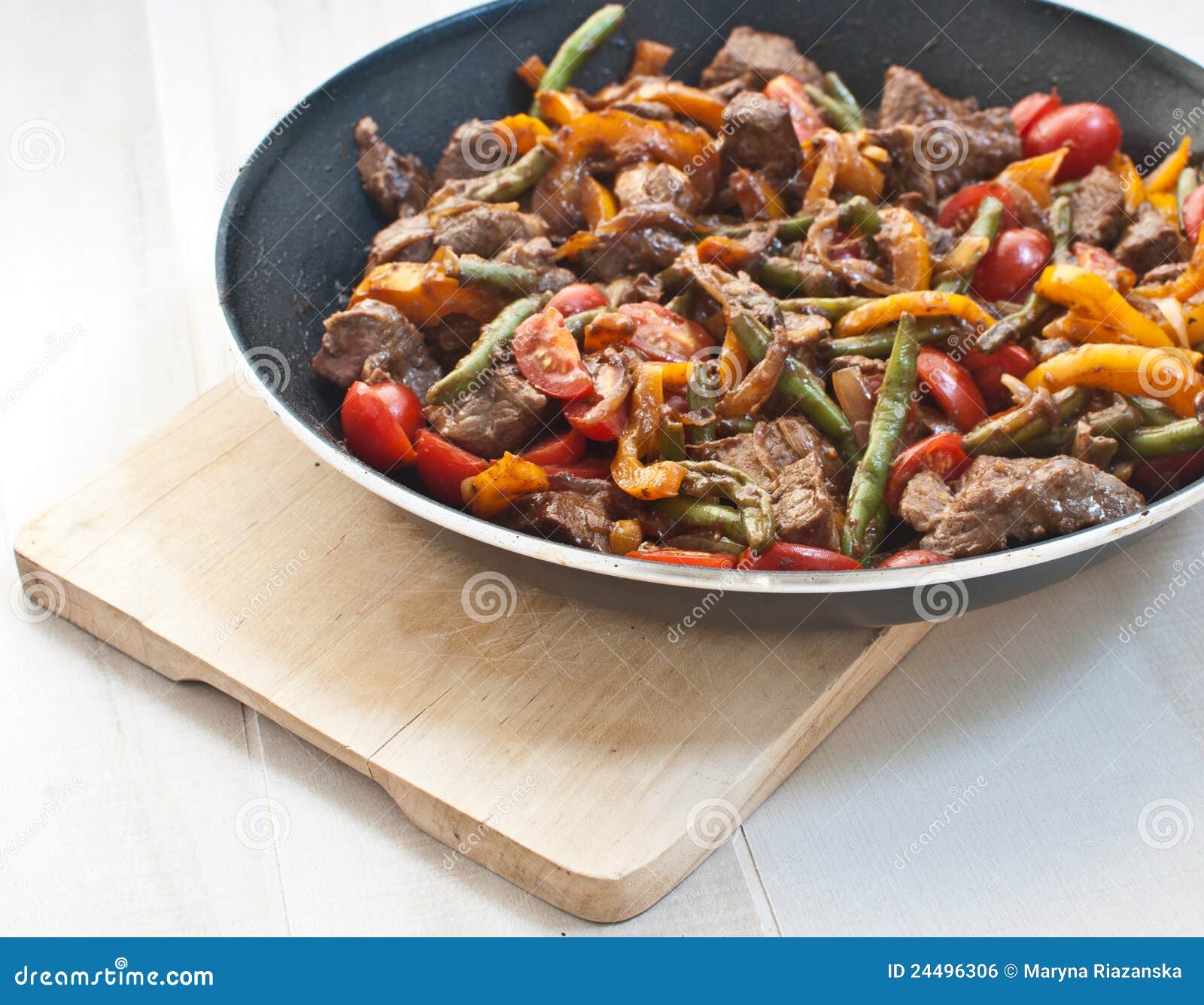 Sauted meat and vegetables stock photo. Image of iron - 24496306