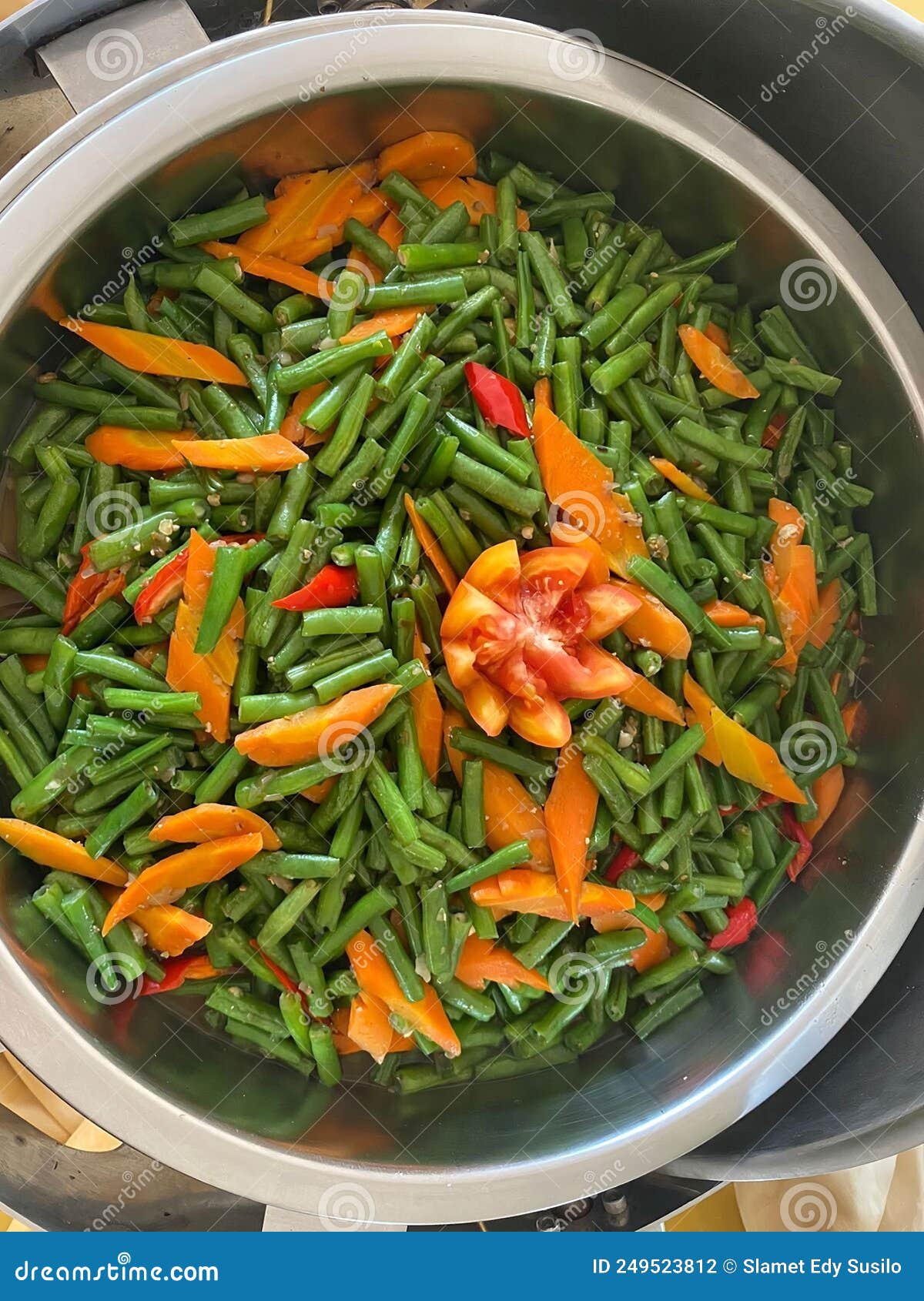 Sauteed Julienne String Beans with Carrots Stock Photo - Image of ...