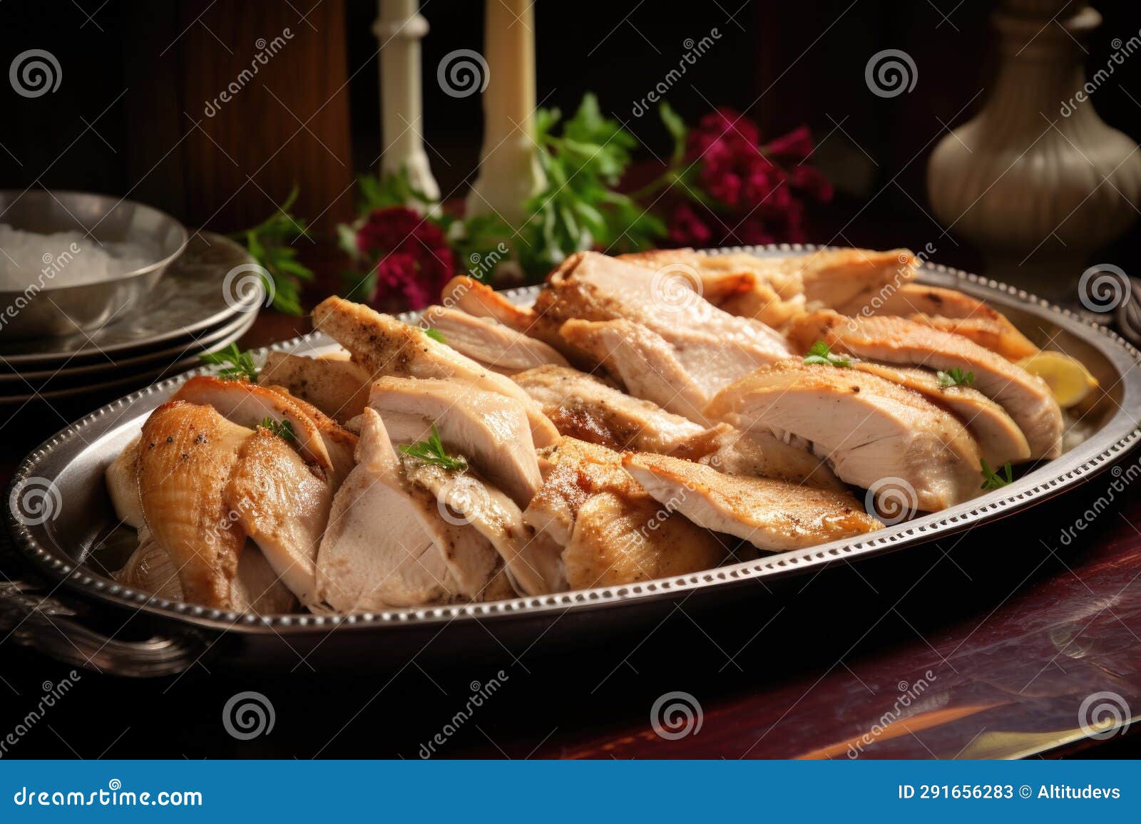 Sauteed Turkey Pieces Placed on a Serving Platter Stock Image - Image ...