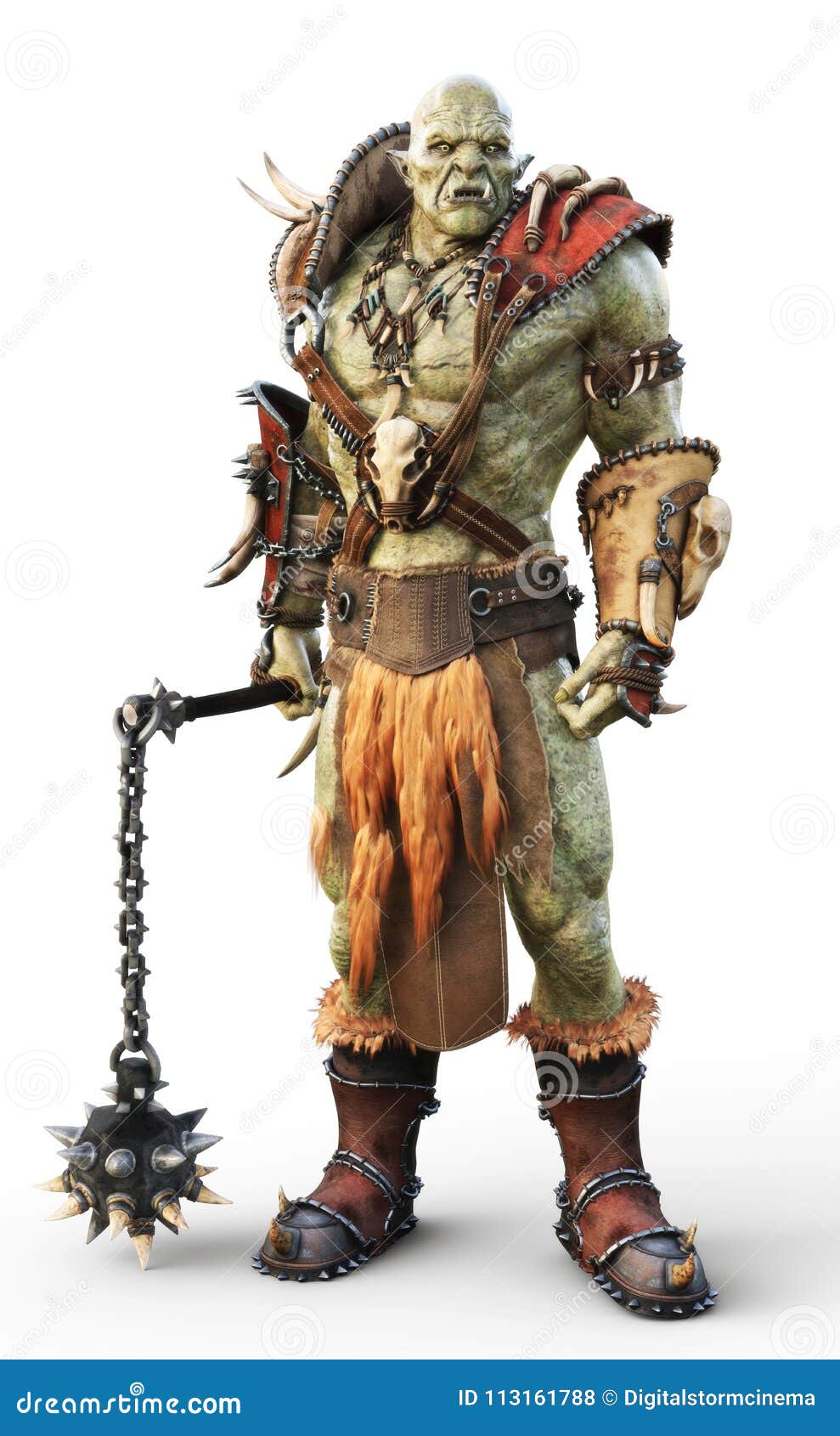 Savage Orc Brute Warrior Wearing Traditional Armor. Stock Illustration ... Savage Orc Brute Warrior Wearing Traditional Armor. Stock Illustration ...