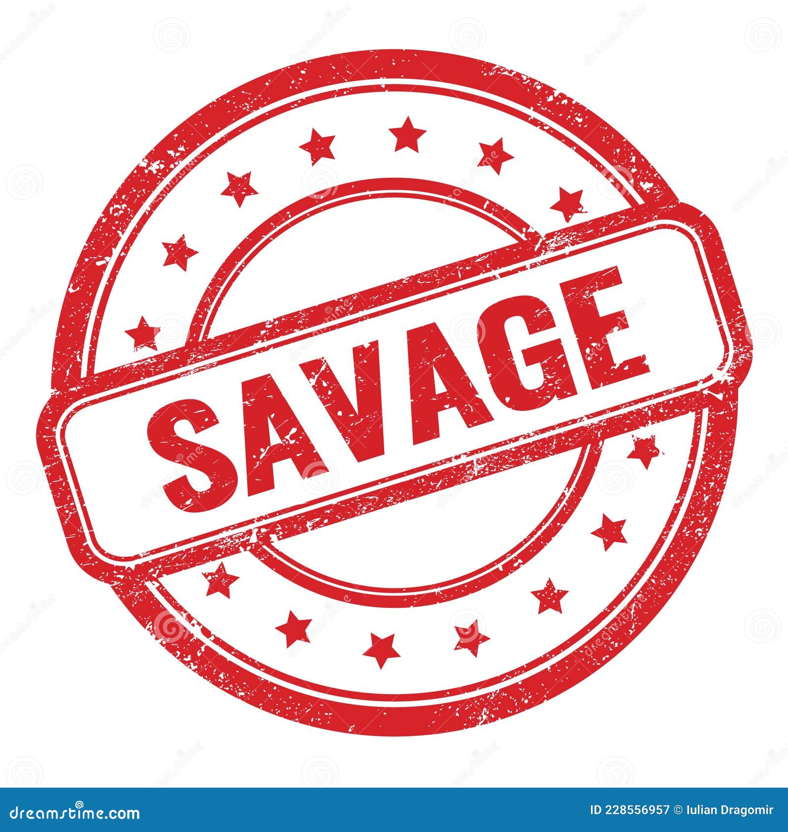 SAVAGE red round stamp stock illustration. Illustration of button ...