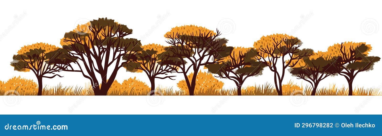 Savannah with Acacia Trees Vector Simple 3d Smooth Isolated ...