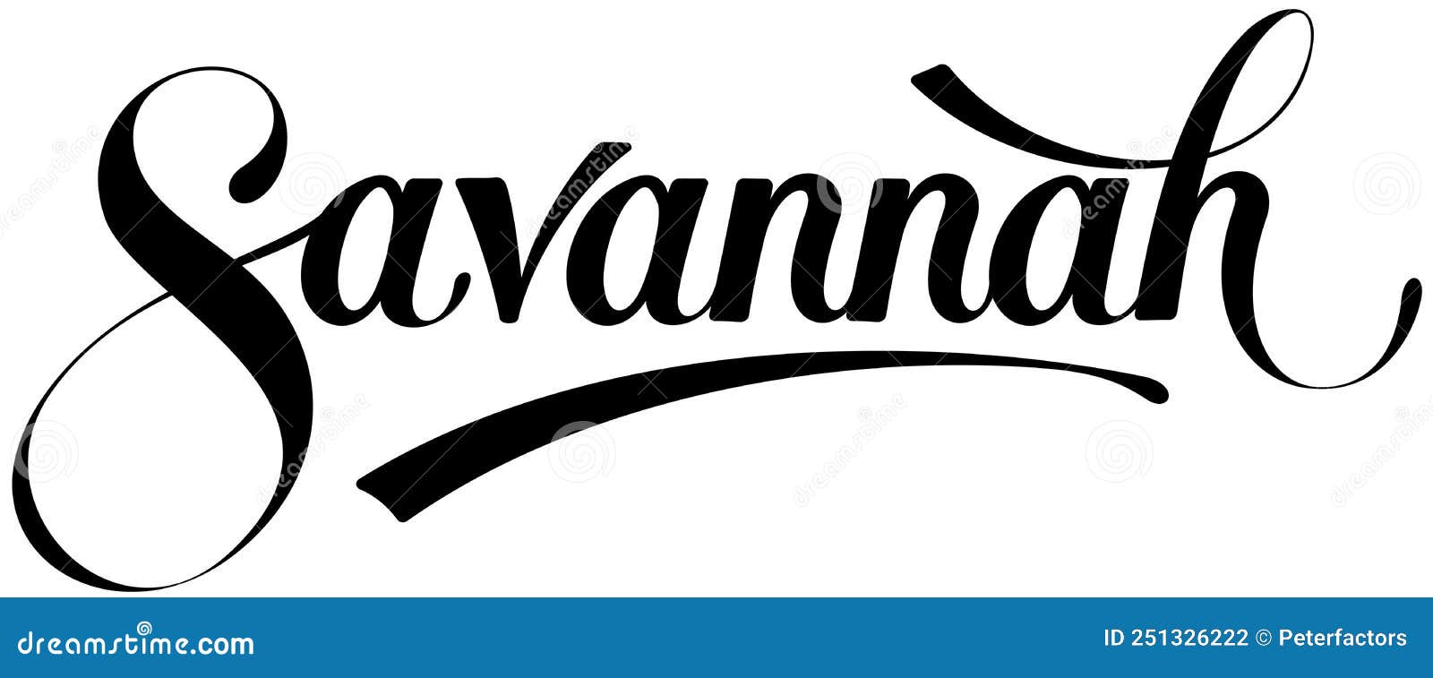 Savannah - Custom Calligraphy Text Stock Vector - Illustration of swirl ...