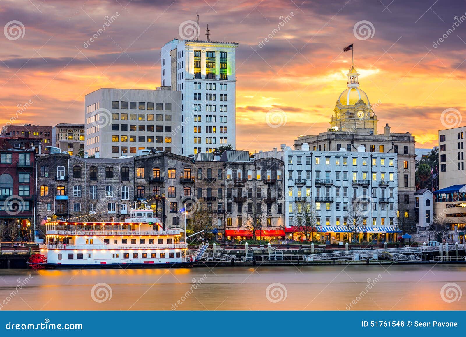 Savannah Georgia Skyline stock photo. Image of antique - 51761548