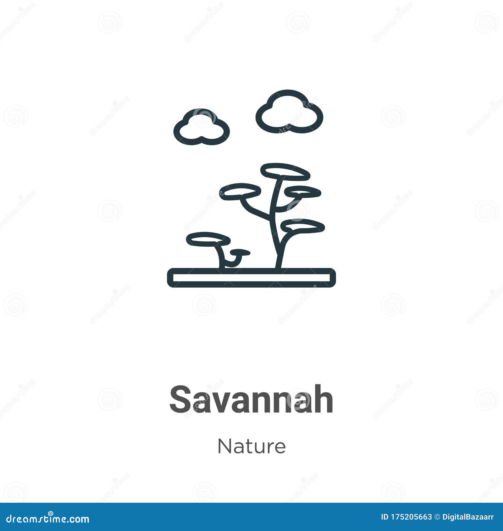 Savannah Outline Vector Icon. Thin Line Black Savannah Icon, Flat ...