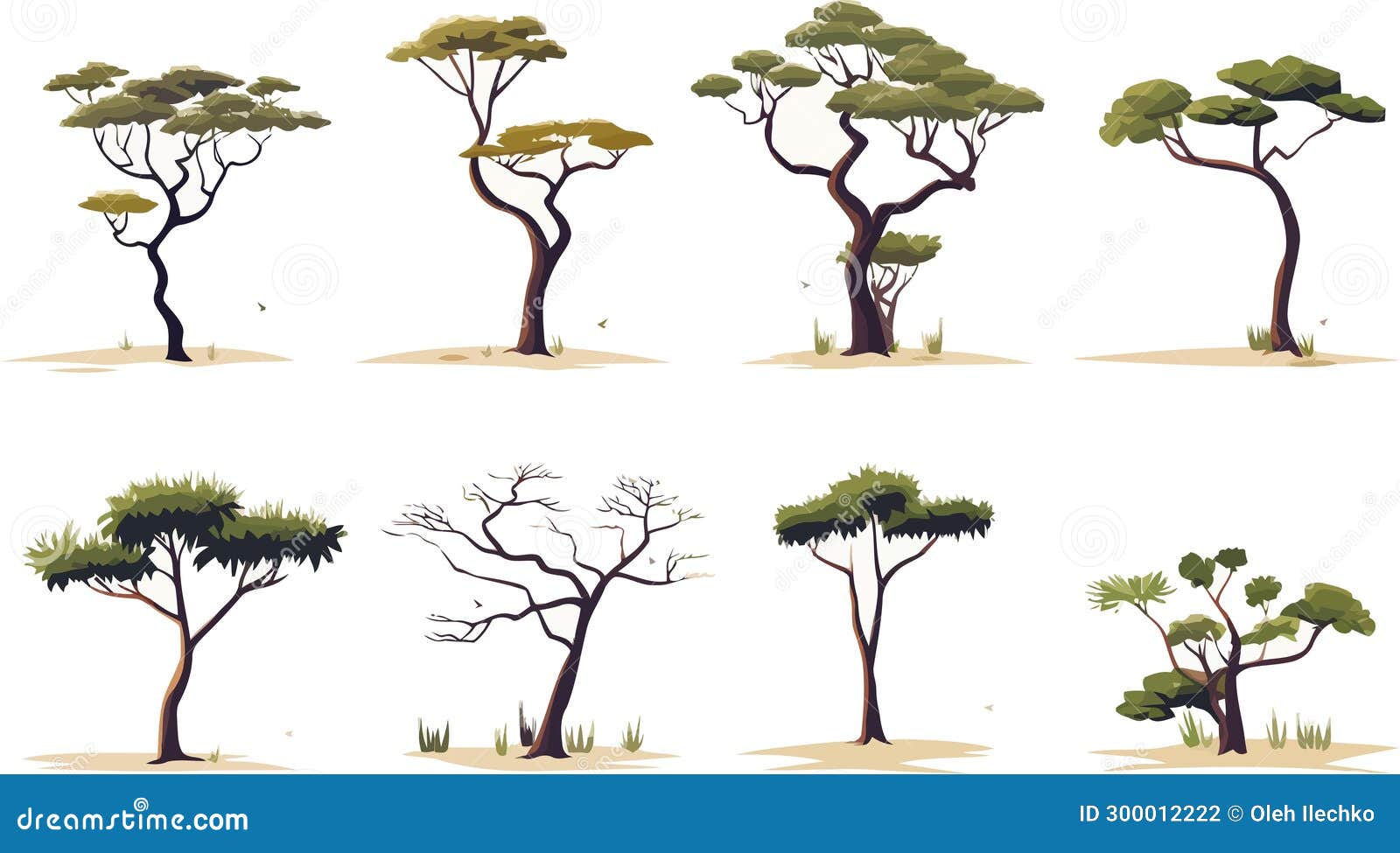 Savannah Trees Set Isolated Vector Style Illustration Stock Vector ...