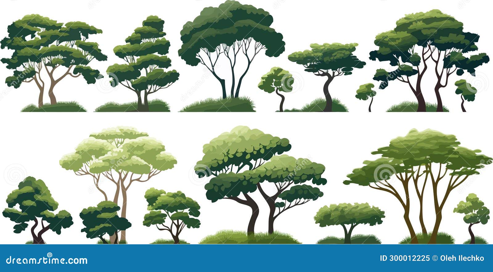 Savannah Trees Set Isolated Vector Style Illustration Stock Vector ...