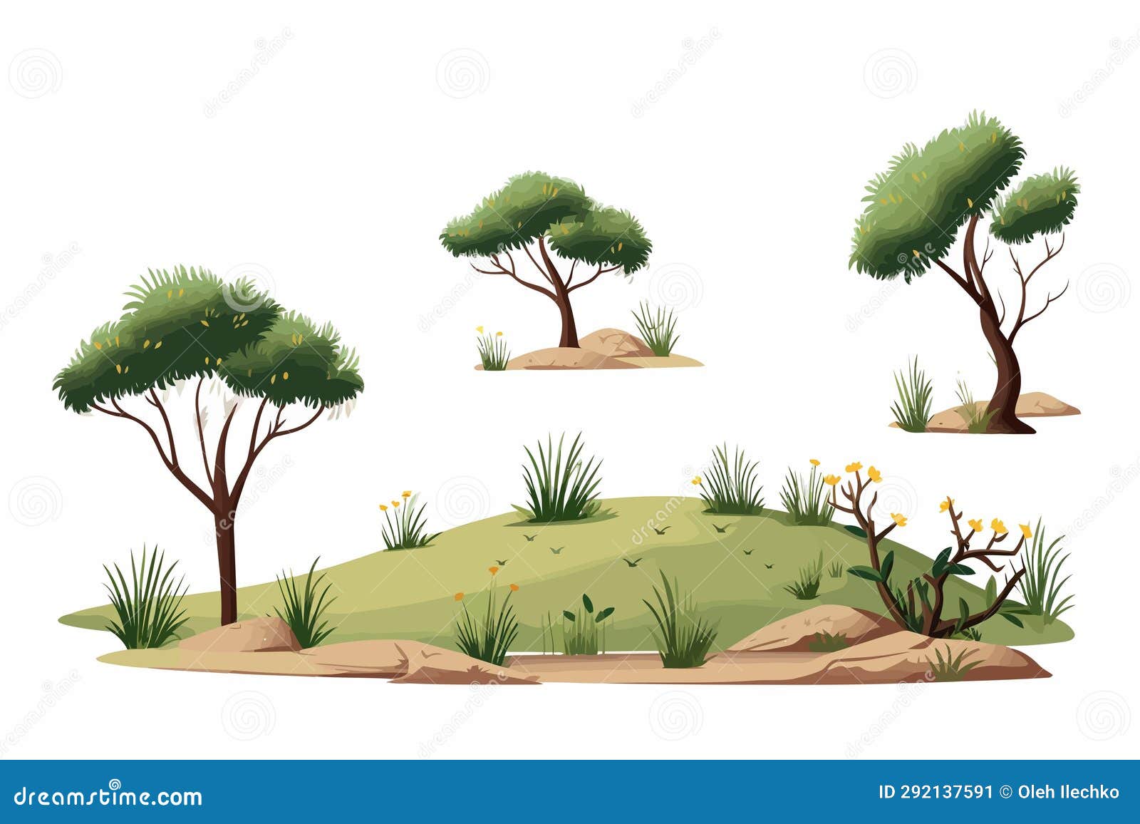 Savannah Vegetation Set Vector Flat Isolated Vector Style Illustration ...