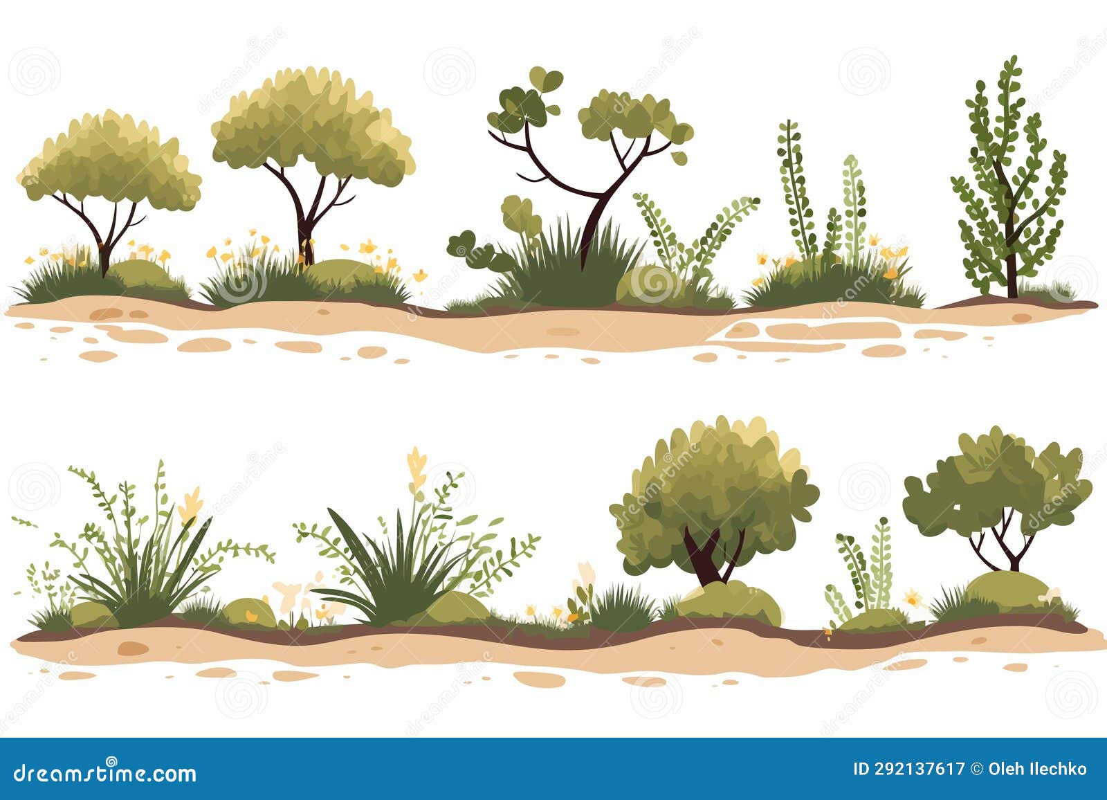 Savannah Vegetation Set Vector Flat Isolated Vector Style Illustration ...