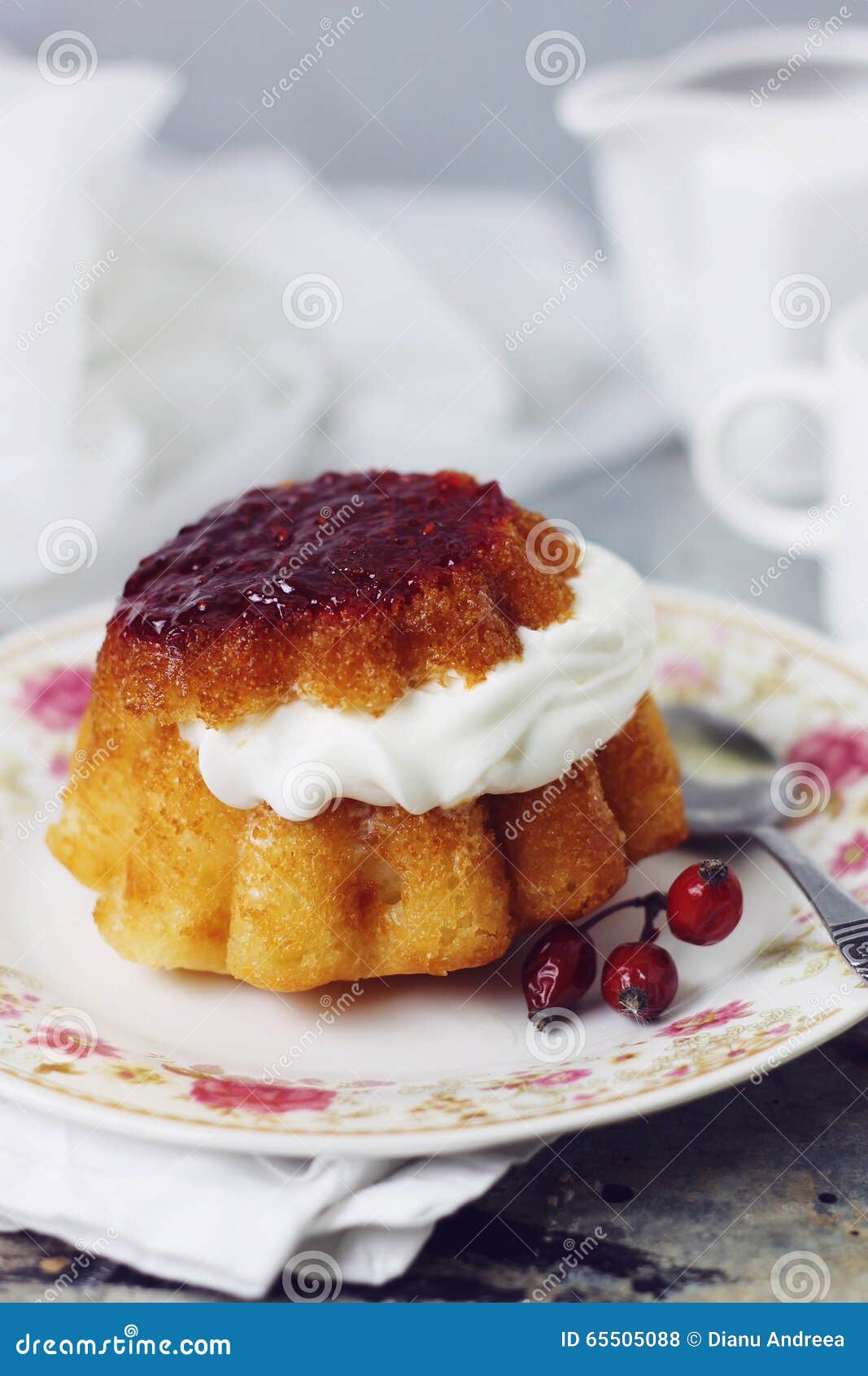 Savarin cake stock photo. Image of dough, cream, natural - 65505088